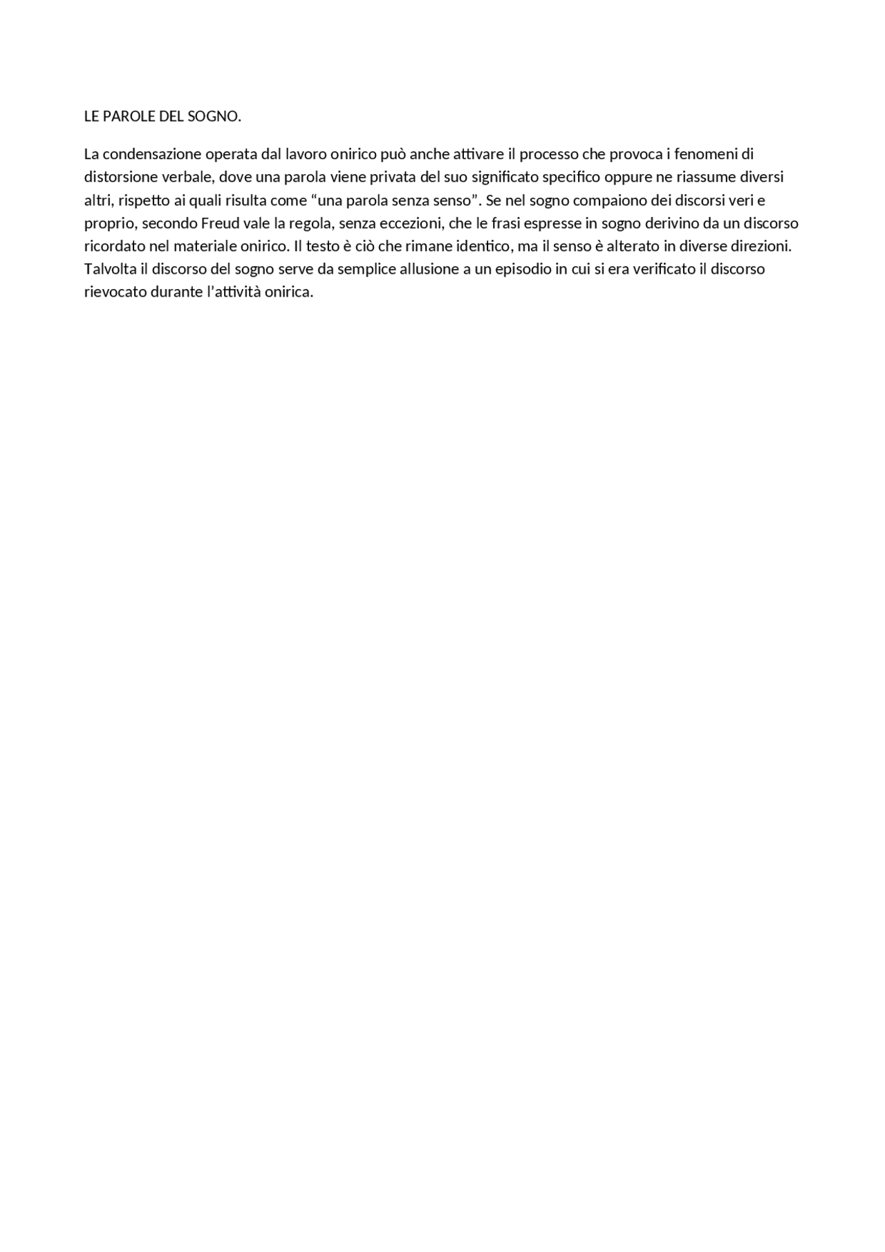 Le Parole Nel Sogno Secondo Freud Docsity