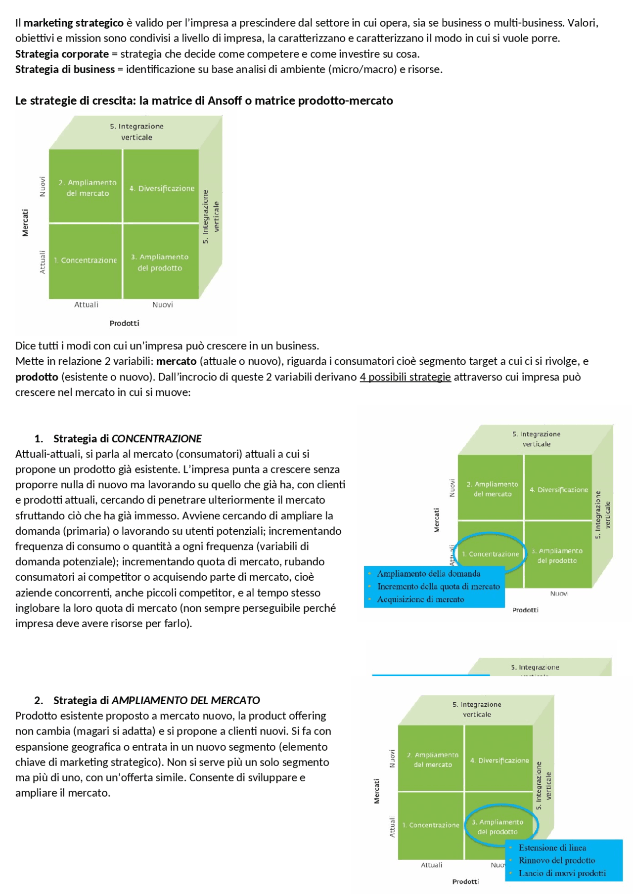 Appunti Market Driven Management Matrice Di Ansoff Docsity