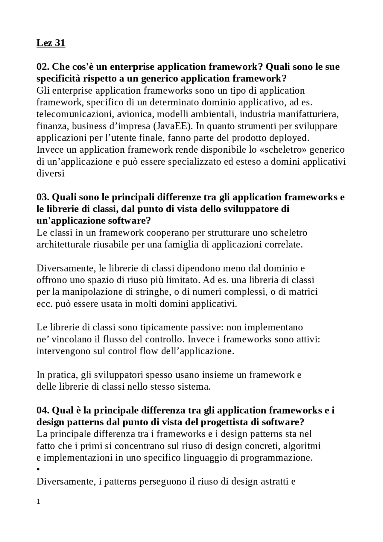 Ingegneria Del Software Risposte Aperte Docsity