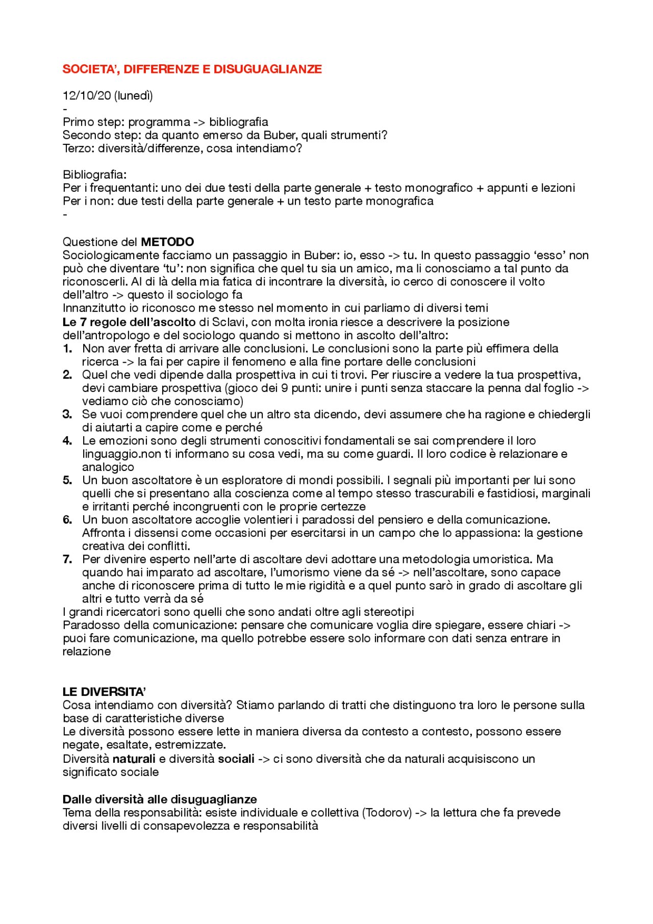 Appunti Di Società Differenze E Disuguaglianze Primo Semestre Docsity