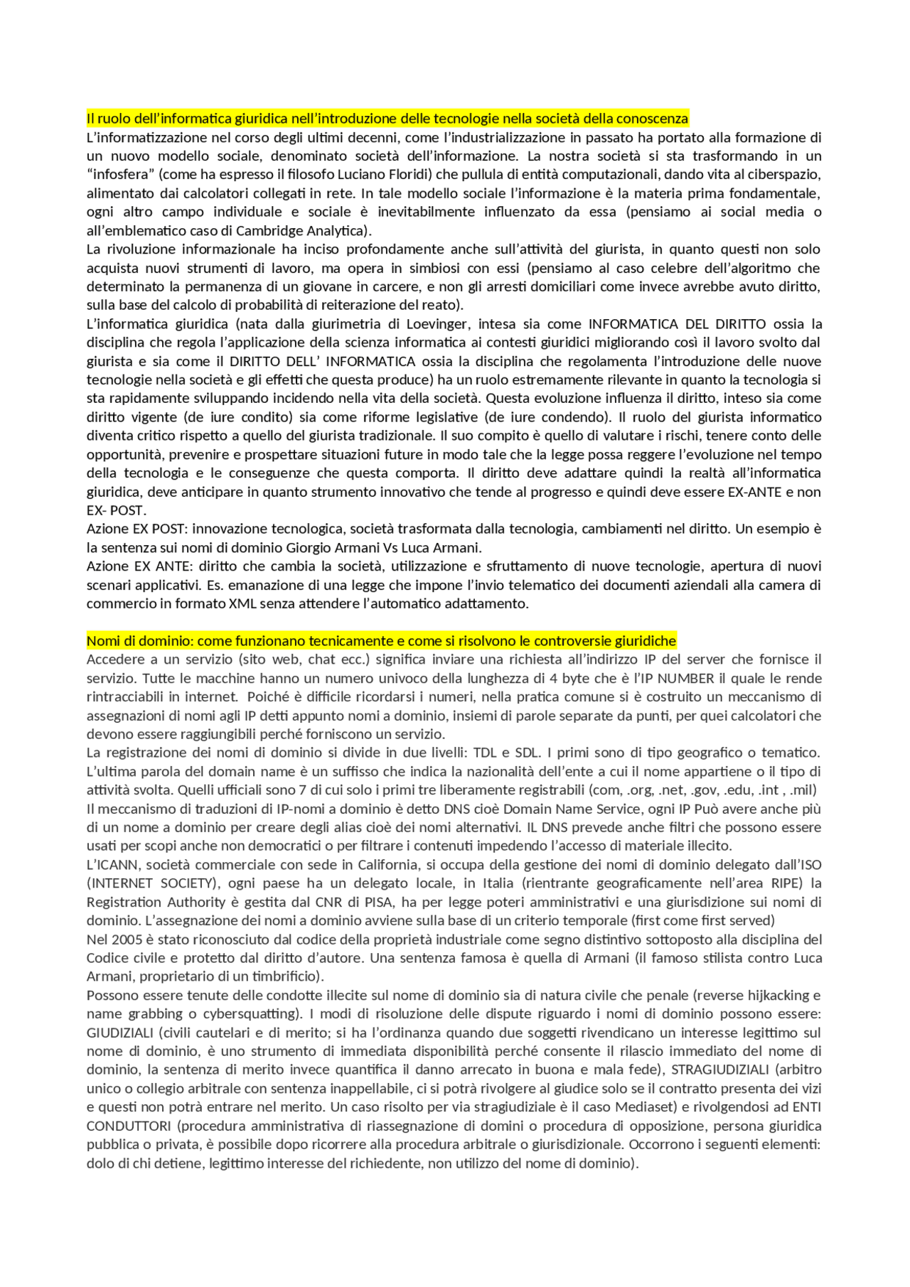 Domande Informatica Giuridica Dispense Di Informatica Giuridica Docsity