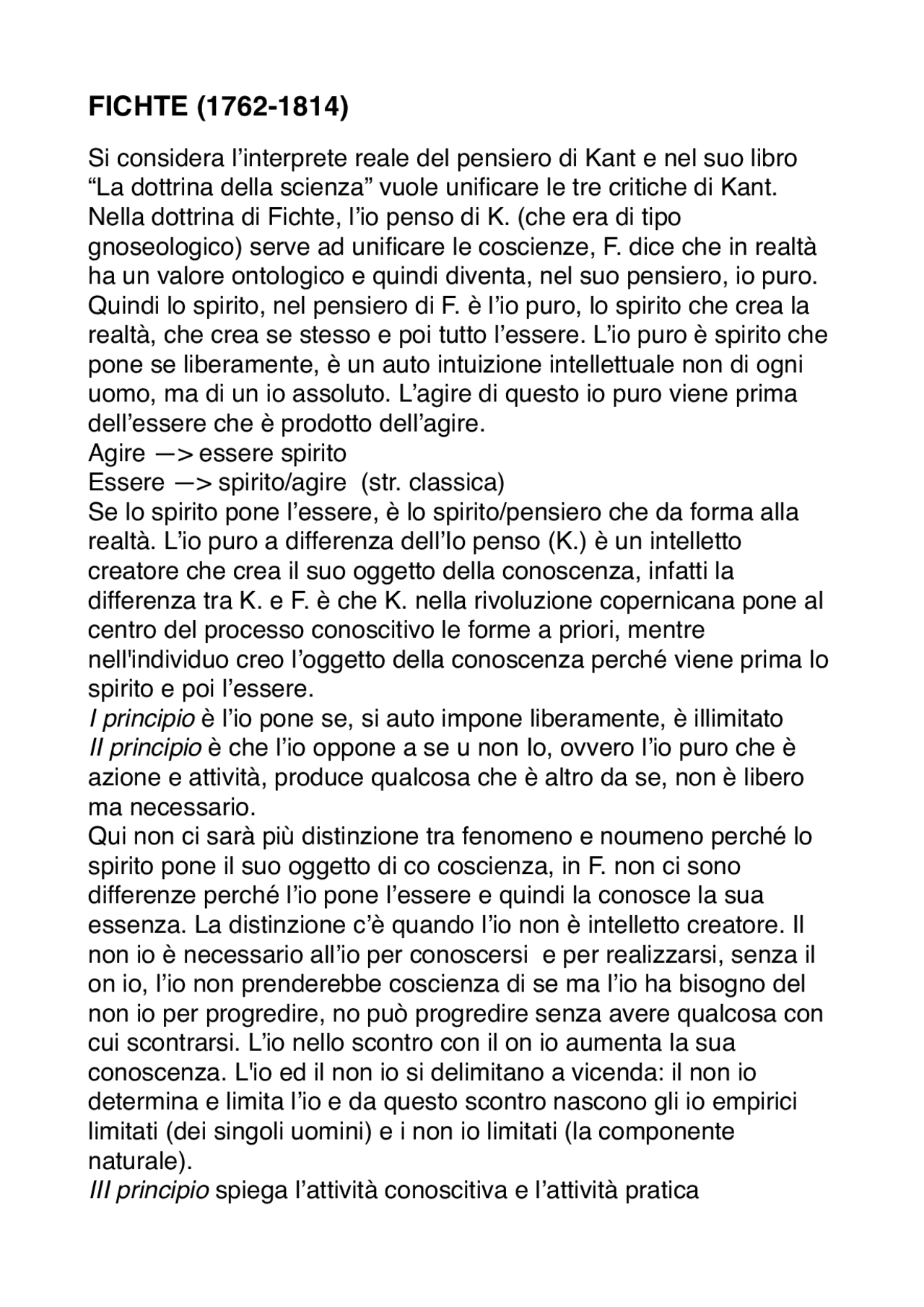 Filosofia Di Fichte Docsity