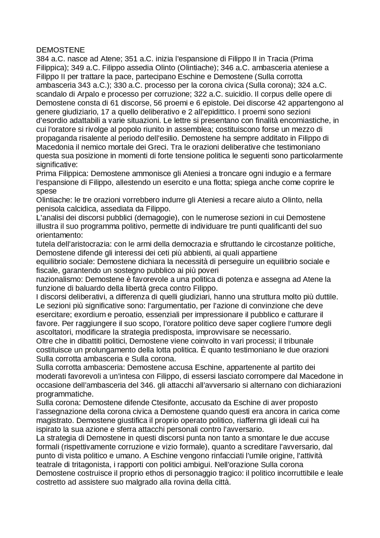 Appunti Su Demostene Docsity