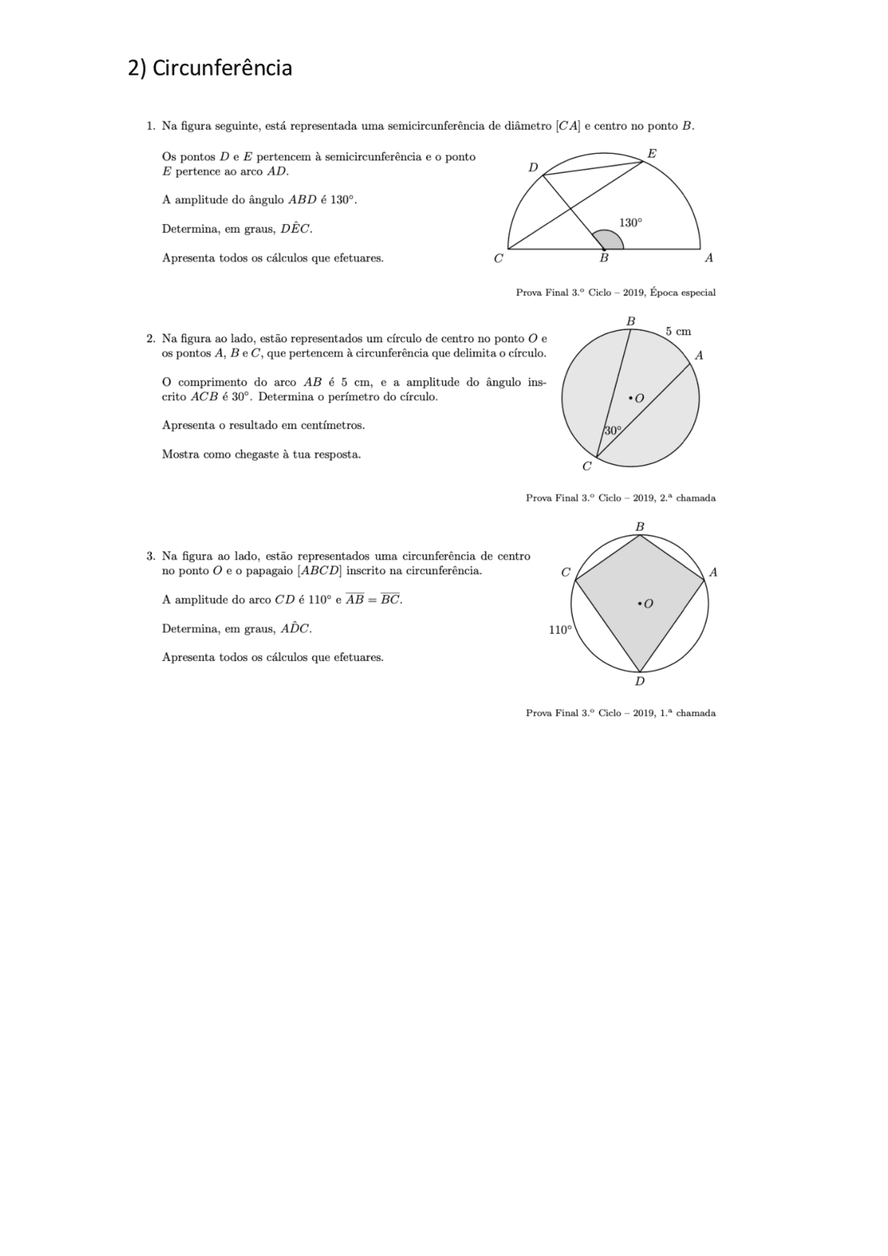 Circunferência Matemática Absolutamente | Exercícios Matemática - Docsity
