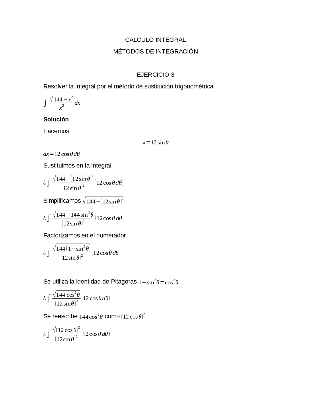 Ejercicios De Integracion Exercices De Calcul Docsity