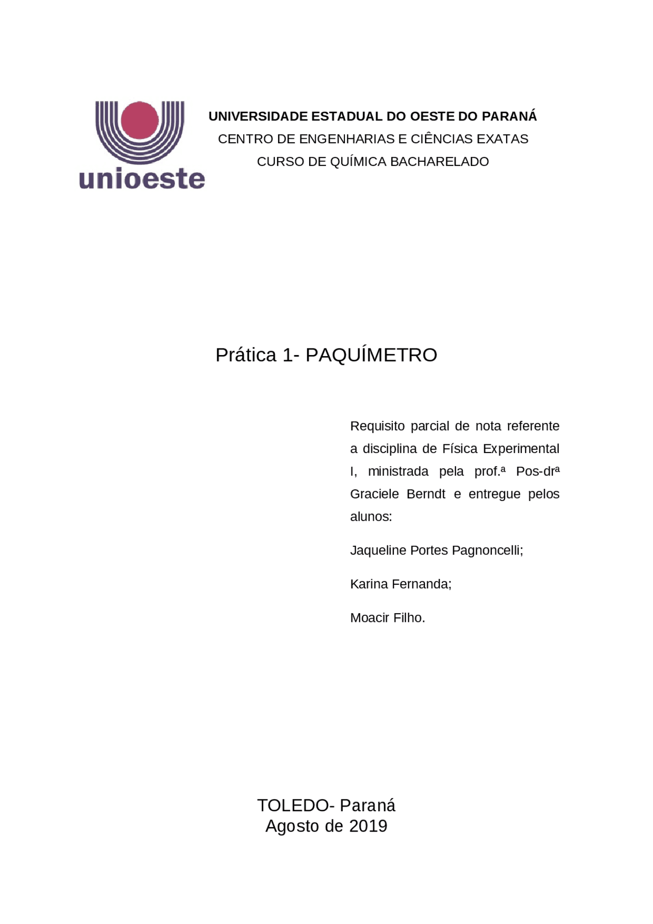Relatorio De Fisica Experimental Docsity