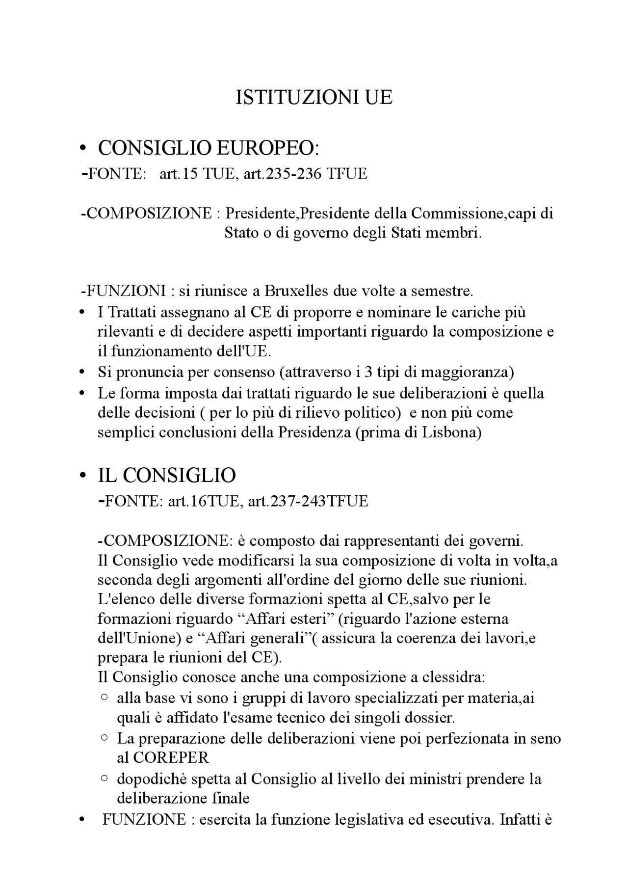Schema istituzioni UE - Docsity