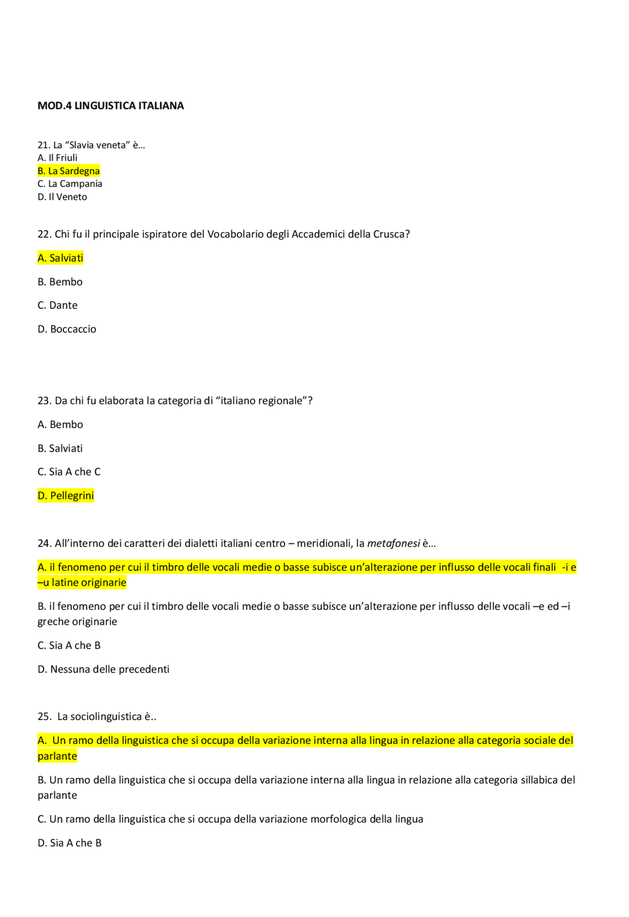 Modulo Linguistica Italiana Ecampus Dispense Di Linguistica Docsity