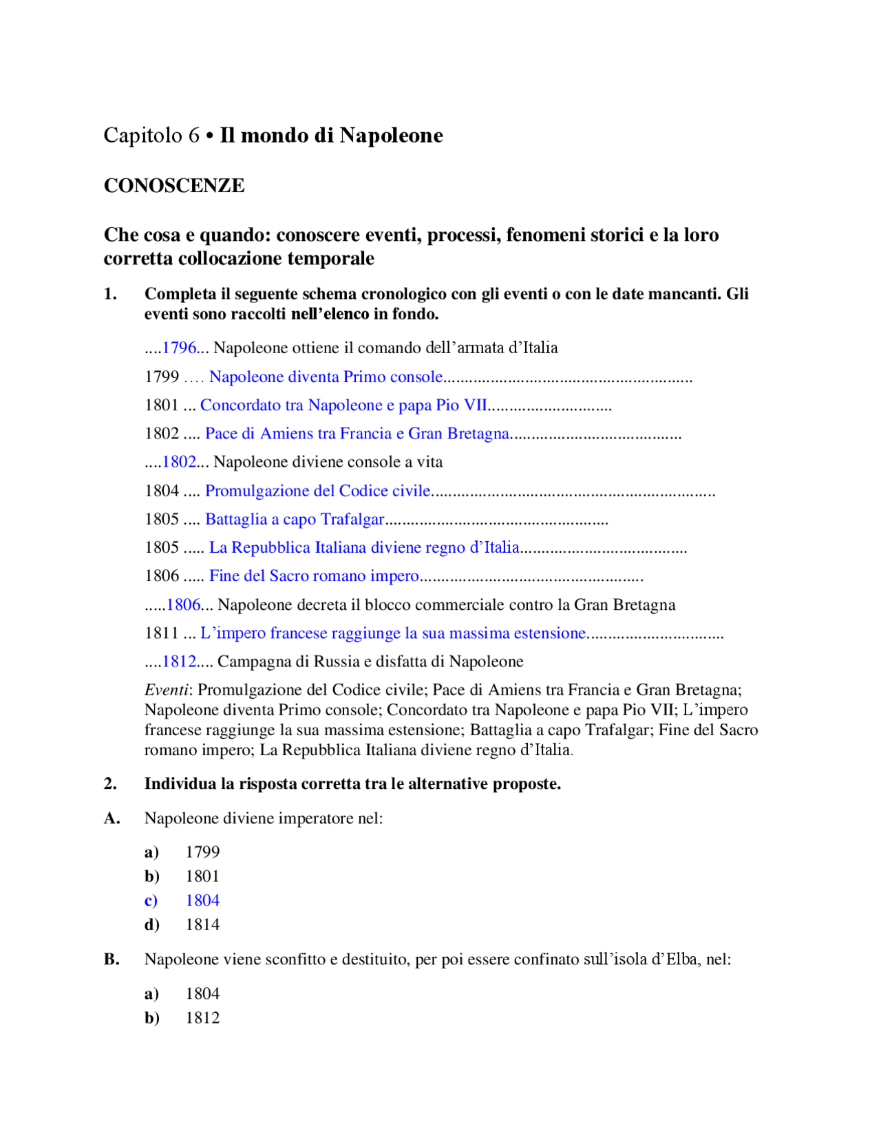 Esercitazione Su Napoleone Docsity