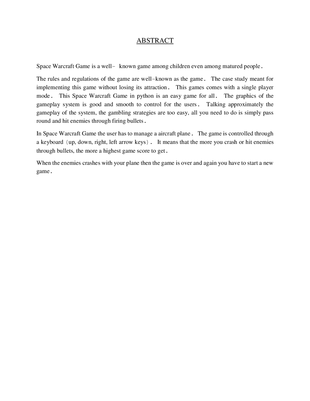 Abstract Of The Project In Python Game Development Lab Reports Computer Security Docsity