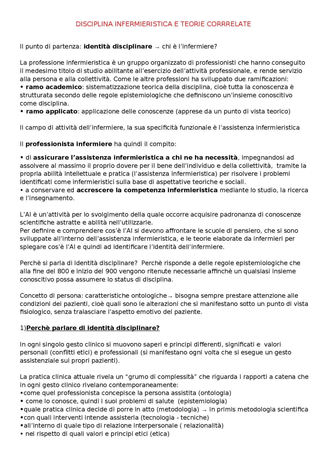 Scienze Infermieristiche Generali Appunti Di Scienze Infermieristiche