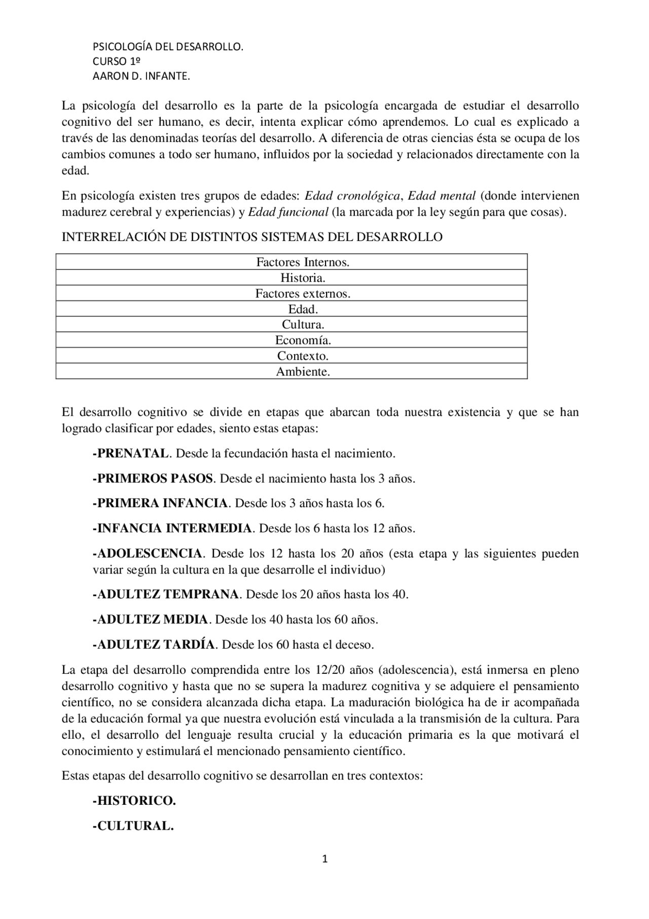 Psicología Del Desarrollo Docsity