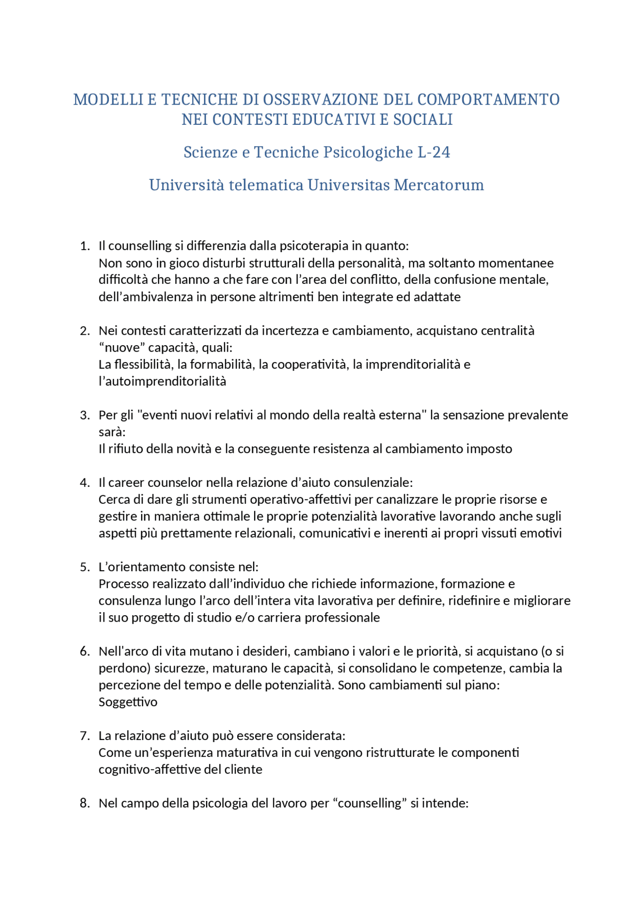 Modelli E Tecniche Di Osservazione Del Comportamento Nei Contesti