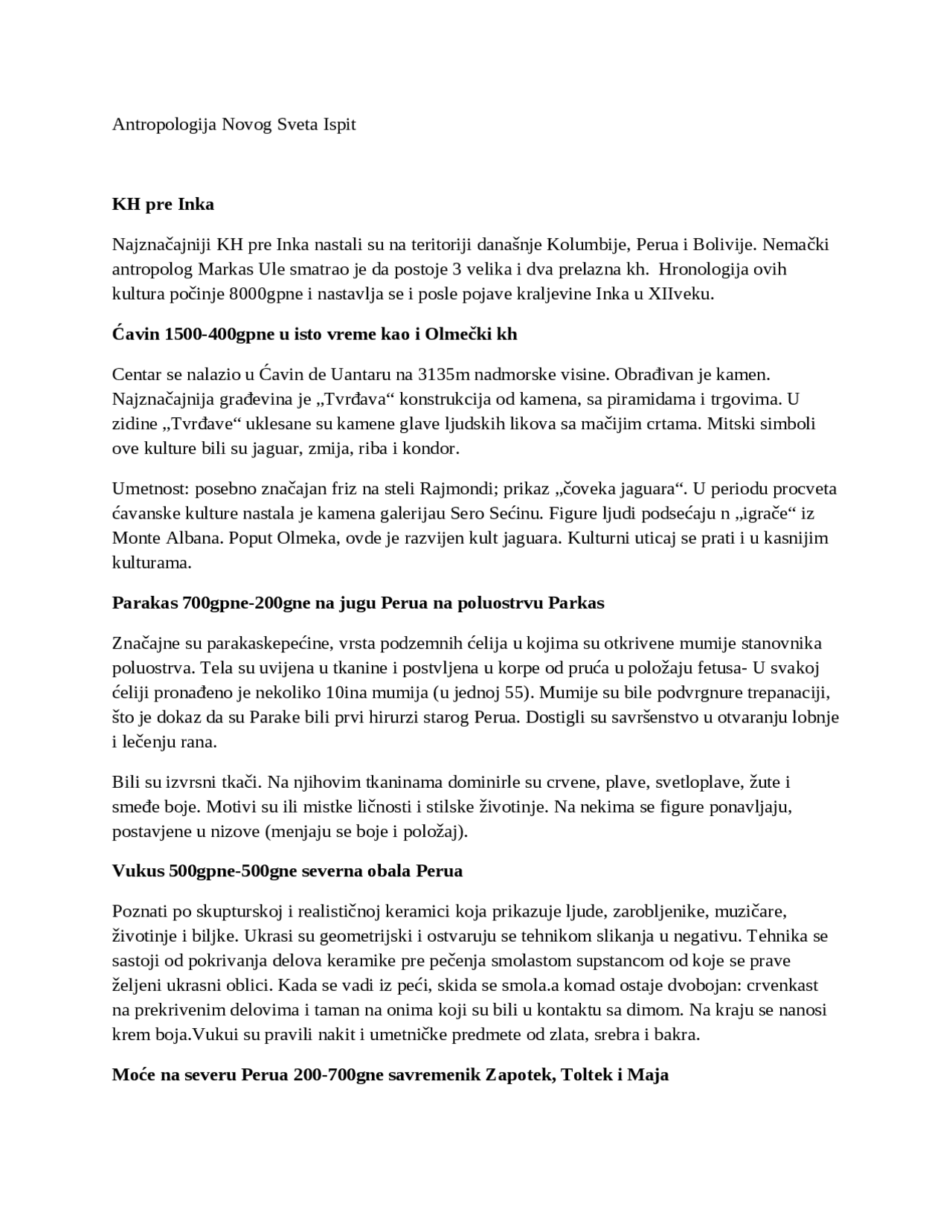 Skripta Za Ispit Iz Antropologije Novog Sveta Beleške Predlog