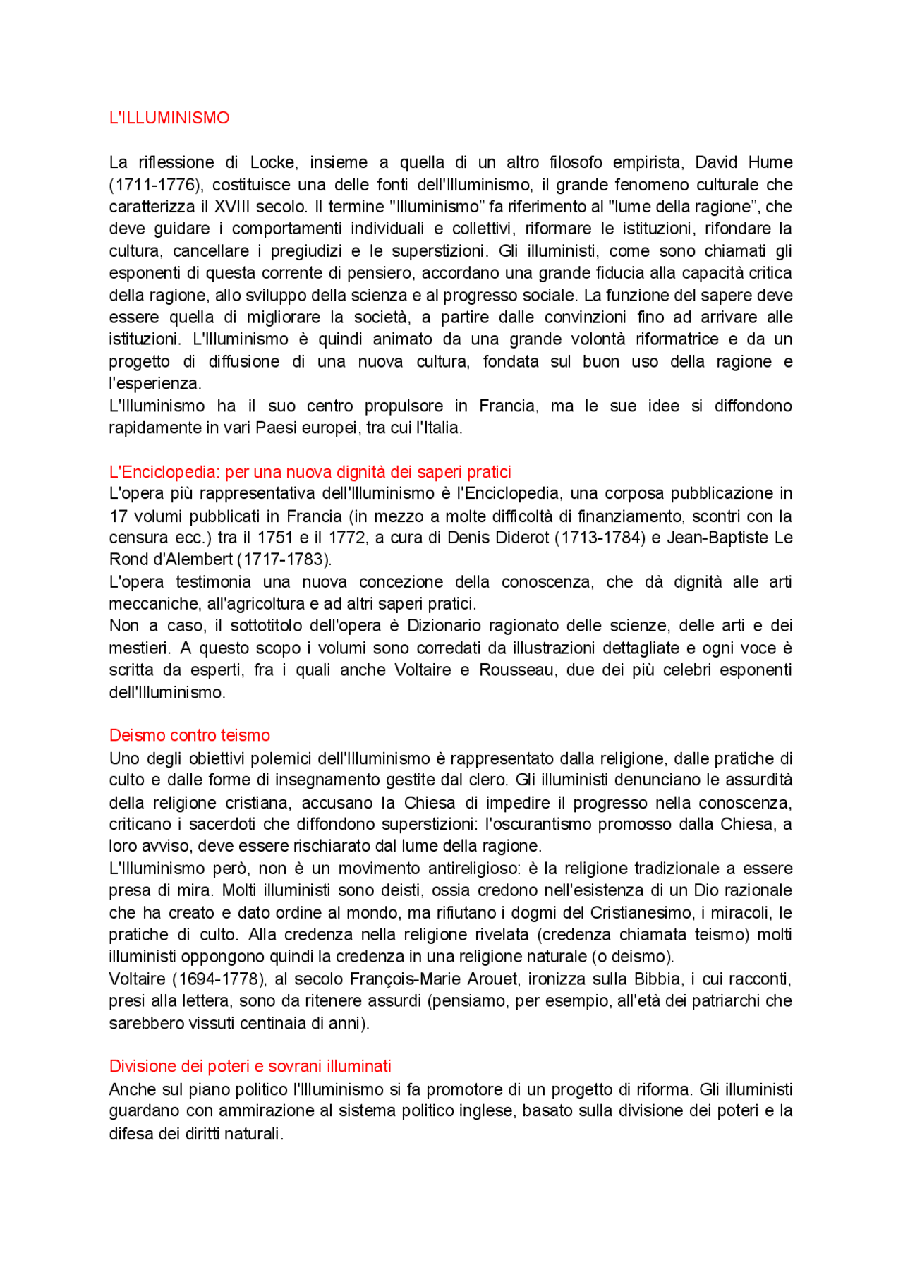 Illuminismo Introduzione Docsity