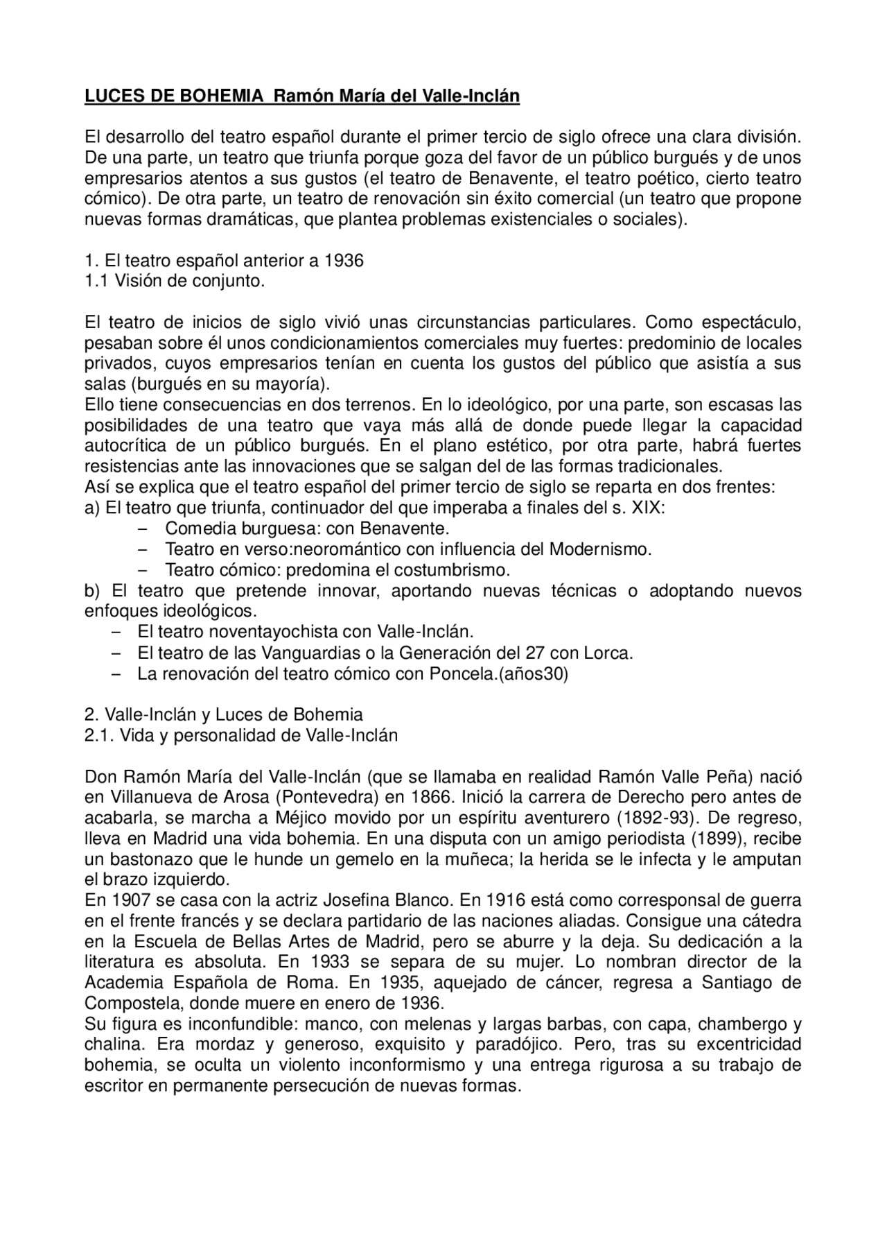 Luces De Bohemia IntroducciÓn Docsity