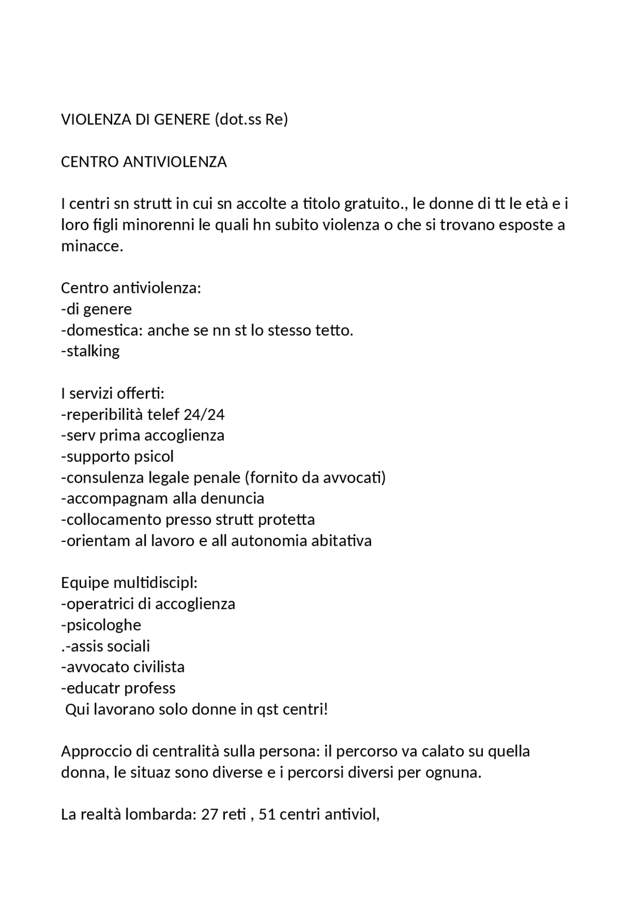 Violenza Di Genere Docsity