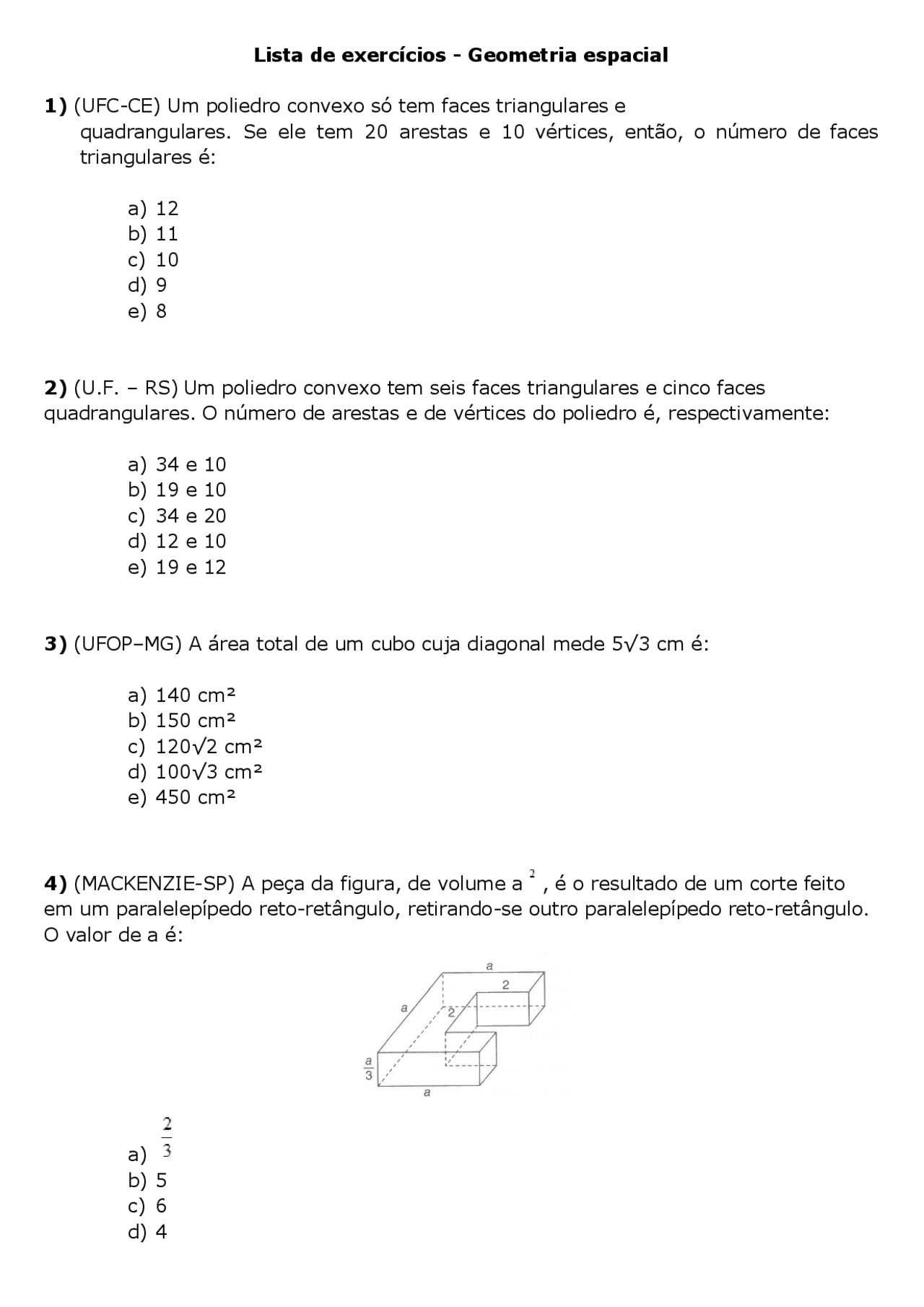 Geometria Analitica Lista De Exercícios Docsity