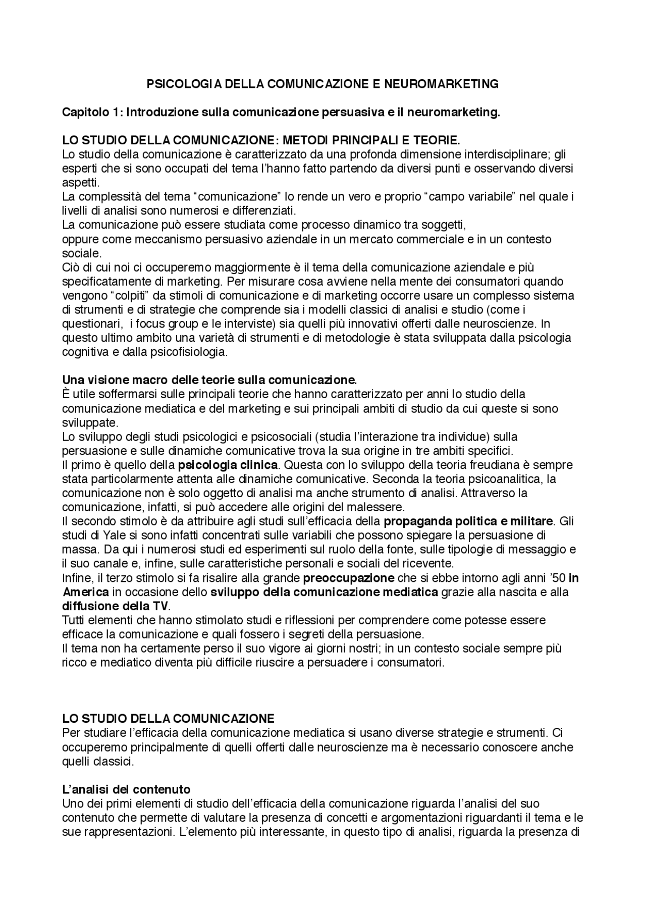 Riassunto Neuromarketing Docsity
