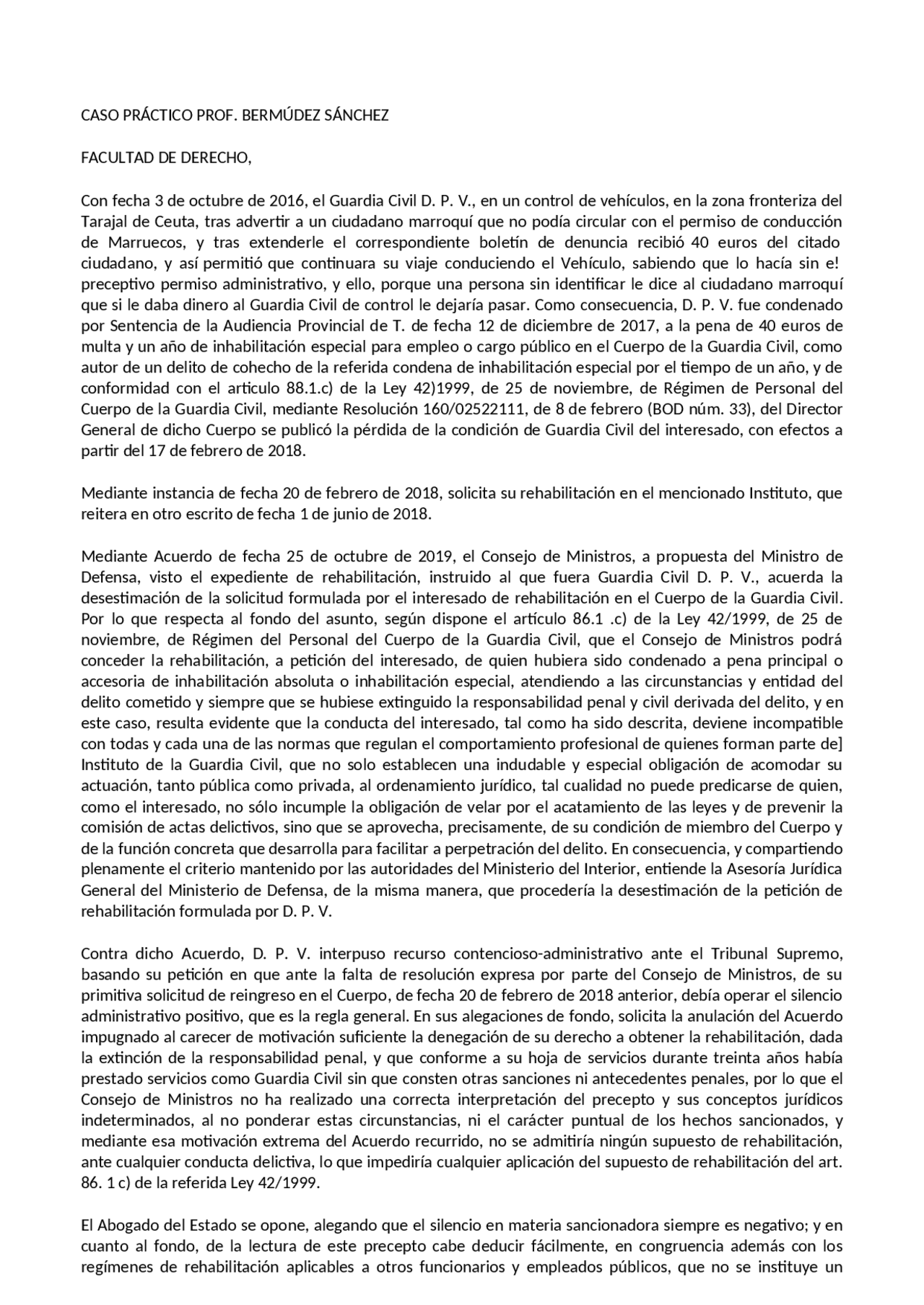 Caso practico derecho admin - Docsity