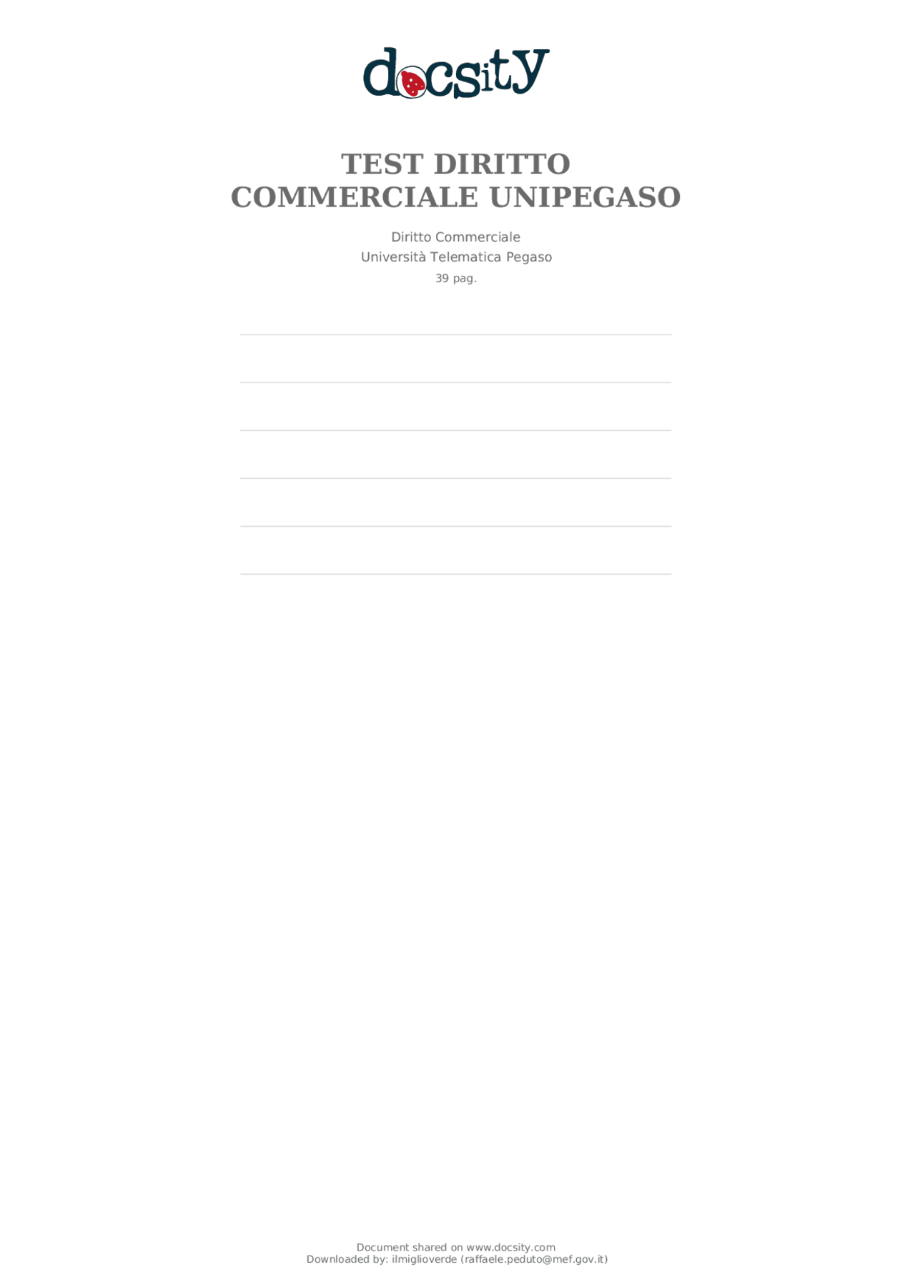Test Di Diritto Commerciale Docsity