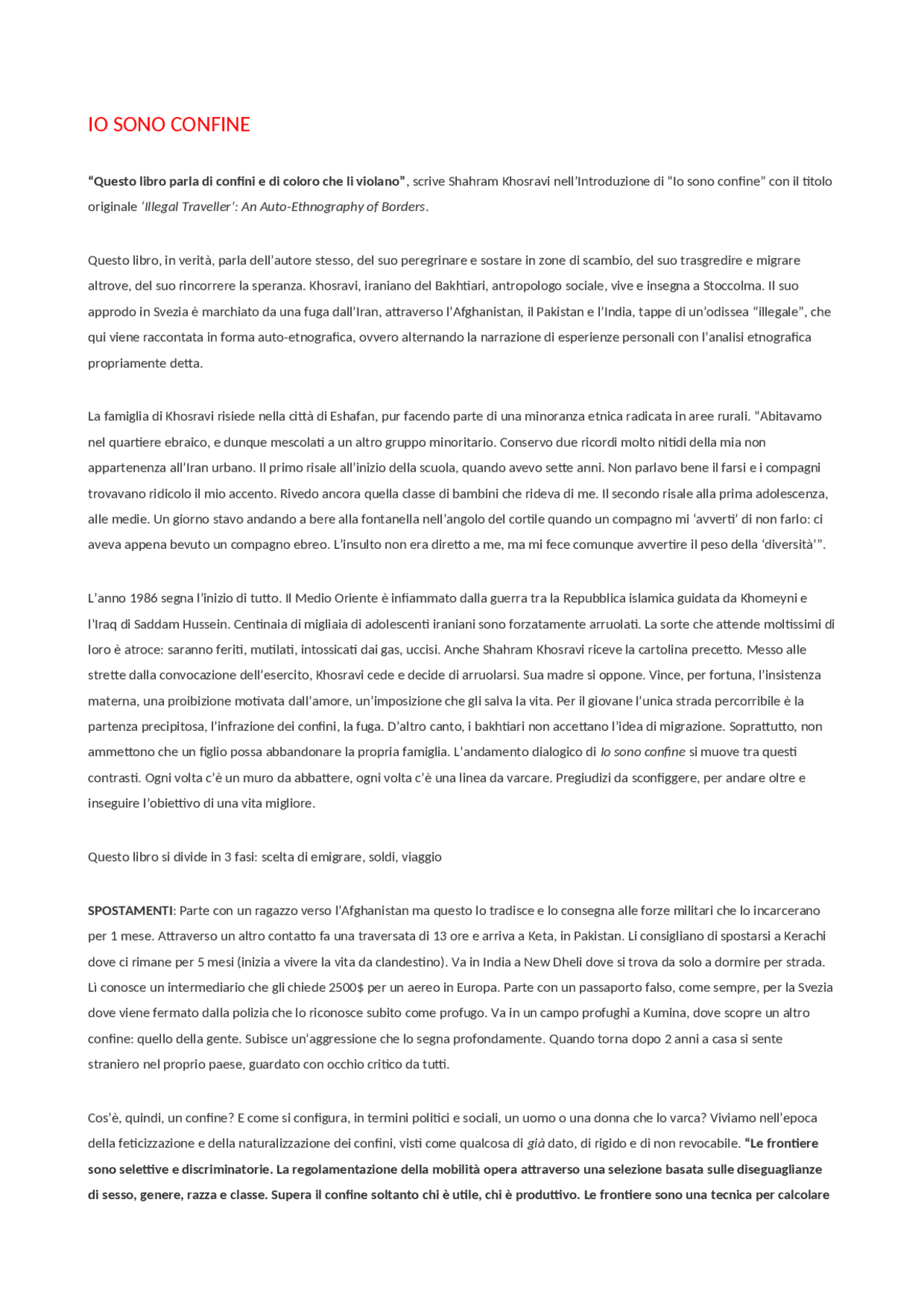 Io Sono Confine Khosravi Appunti Di Pedagogia Docsity
