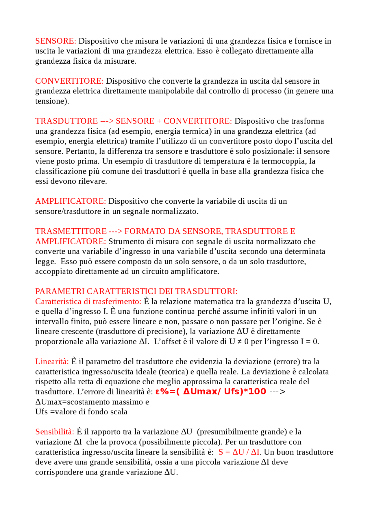 Sensori E Trasduttori Docsity