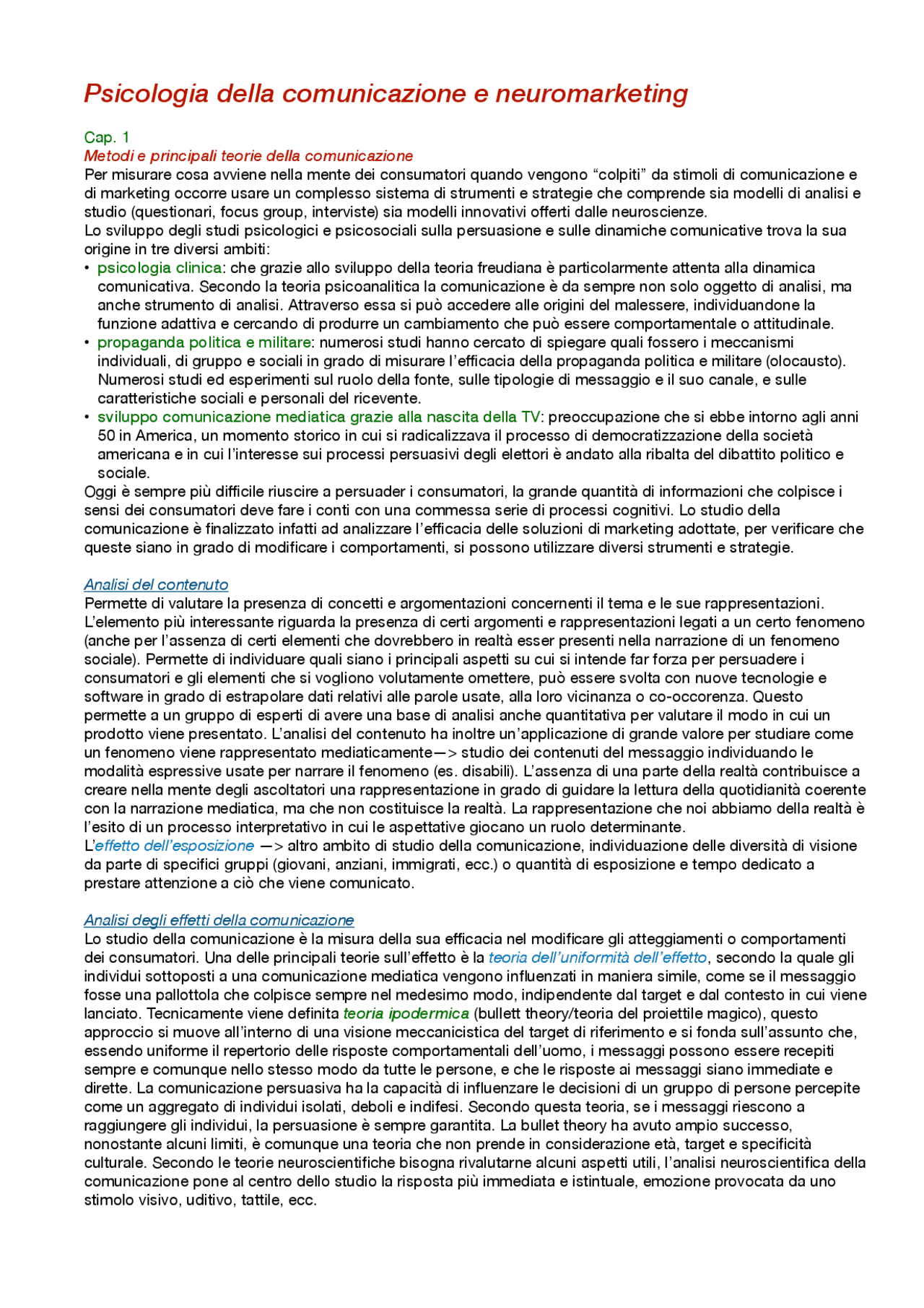 Psicologia Della Comunicazione E Neuromarketing Riassunto Docsity