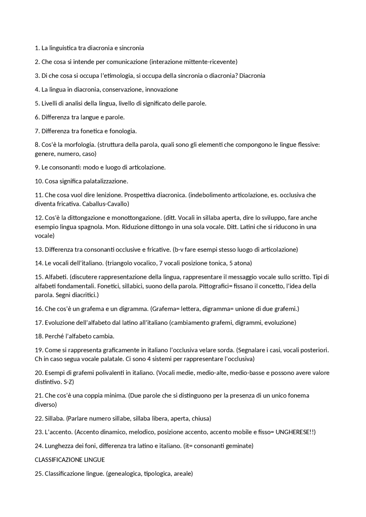 Domande Linguistica Generale Docsity