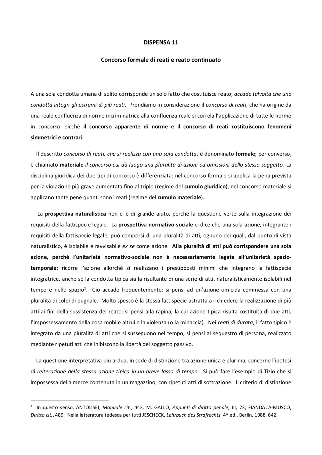 Il Concorso Formale Di Reati Parte 1 Docsity