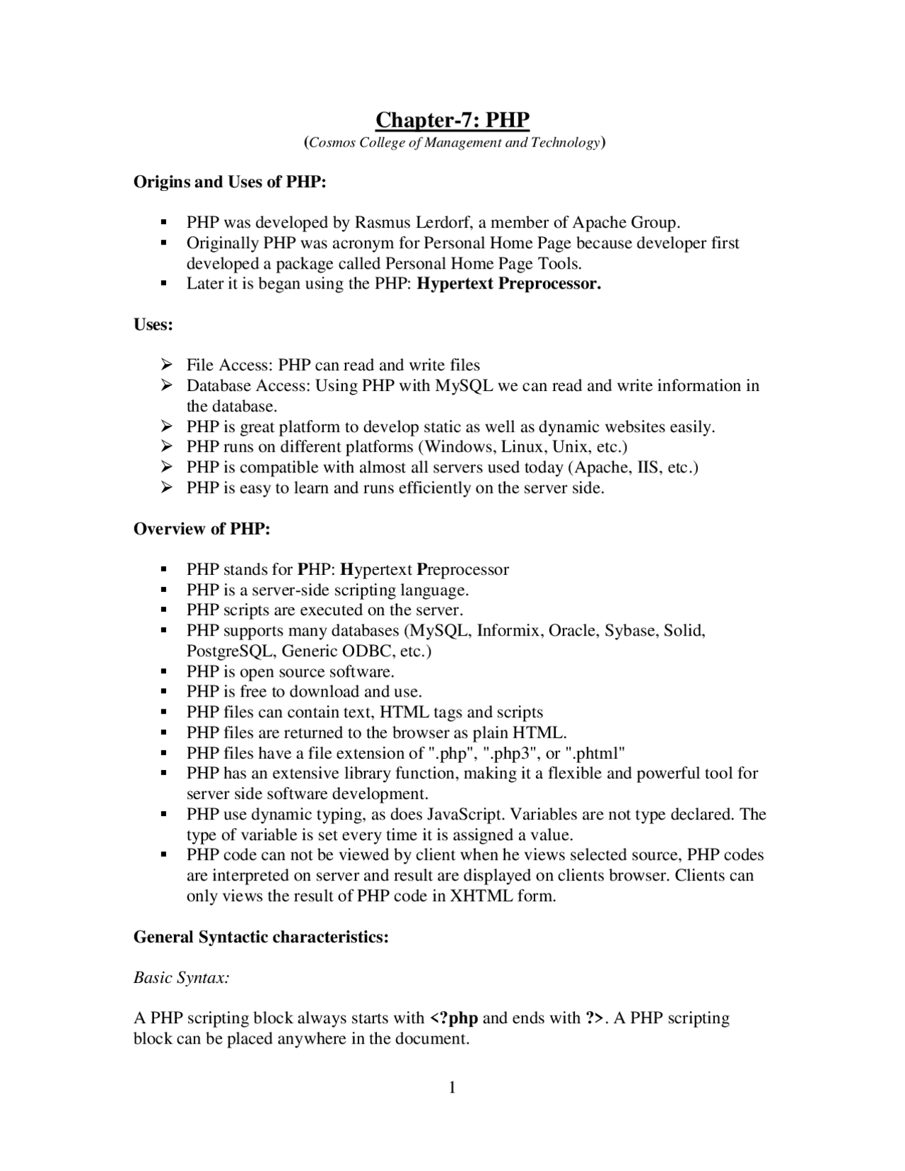 PHP Notes that is very helpful for begineers | Lecture notes ...