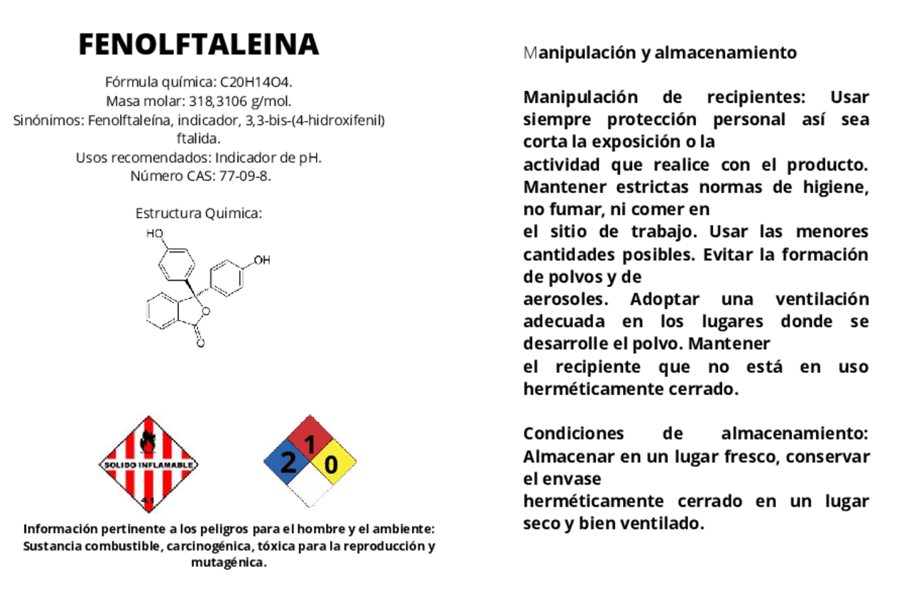 FENOLFTALEINA INDICADOR QUIMICO PARA TINCION | Apuntes de Biología ...