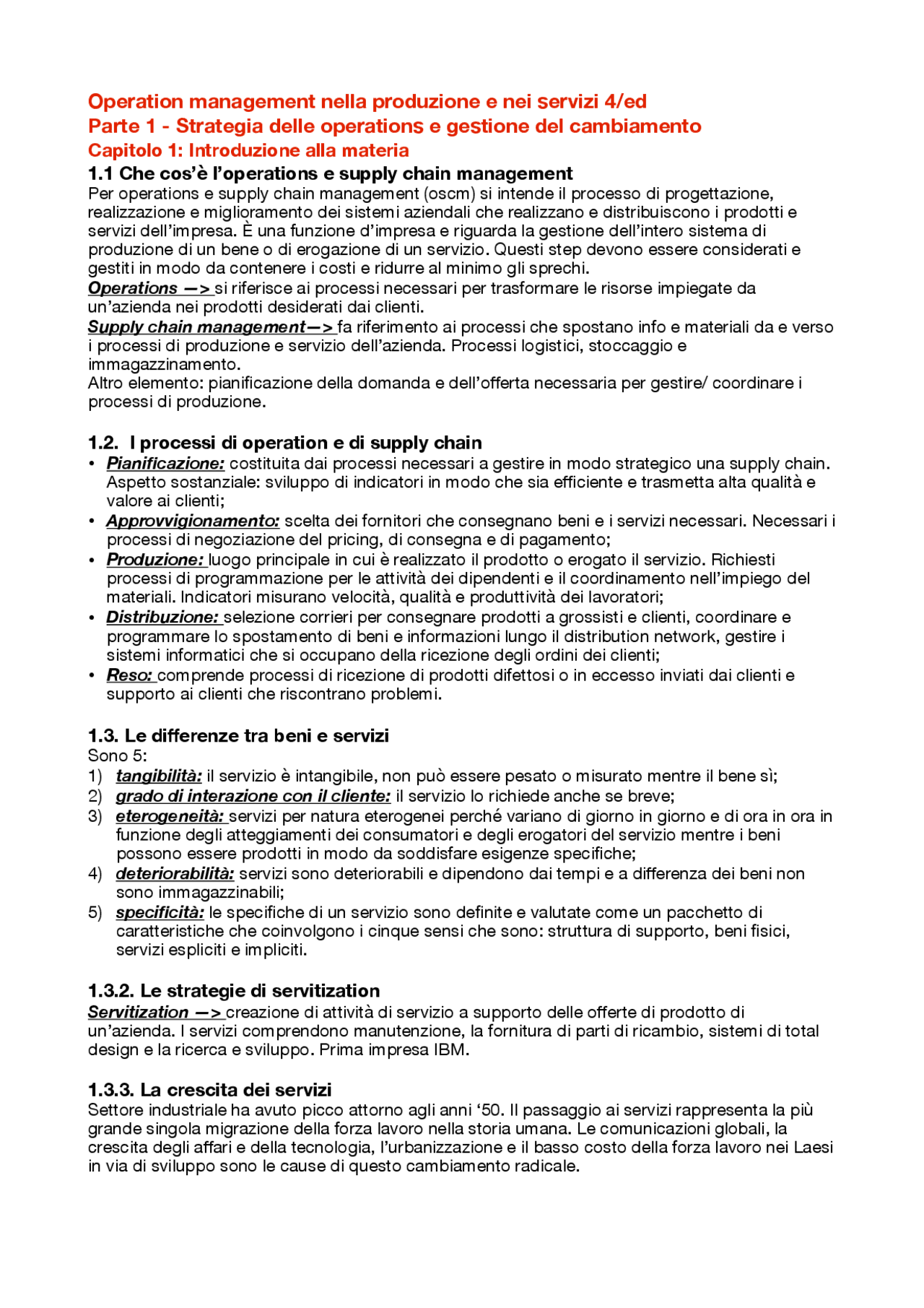 Operations Management Nella Produzione E Nei Servizi 4ed Sintesi Del