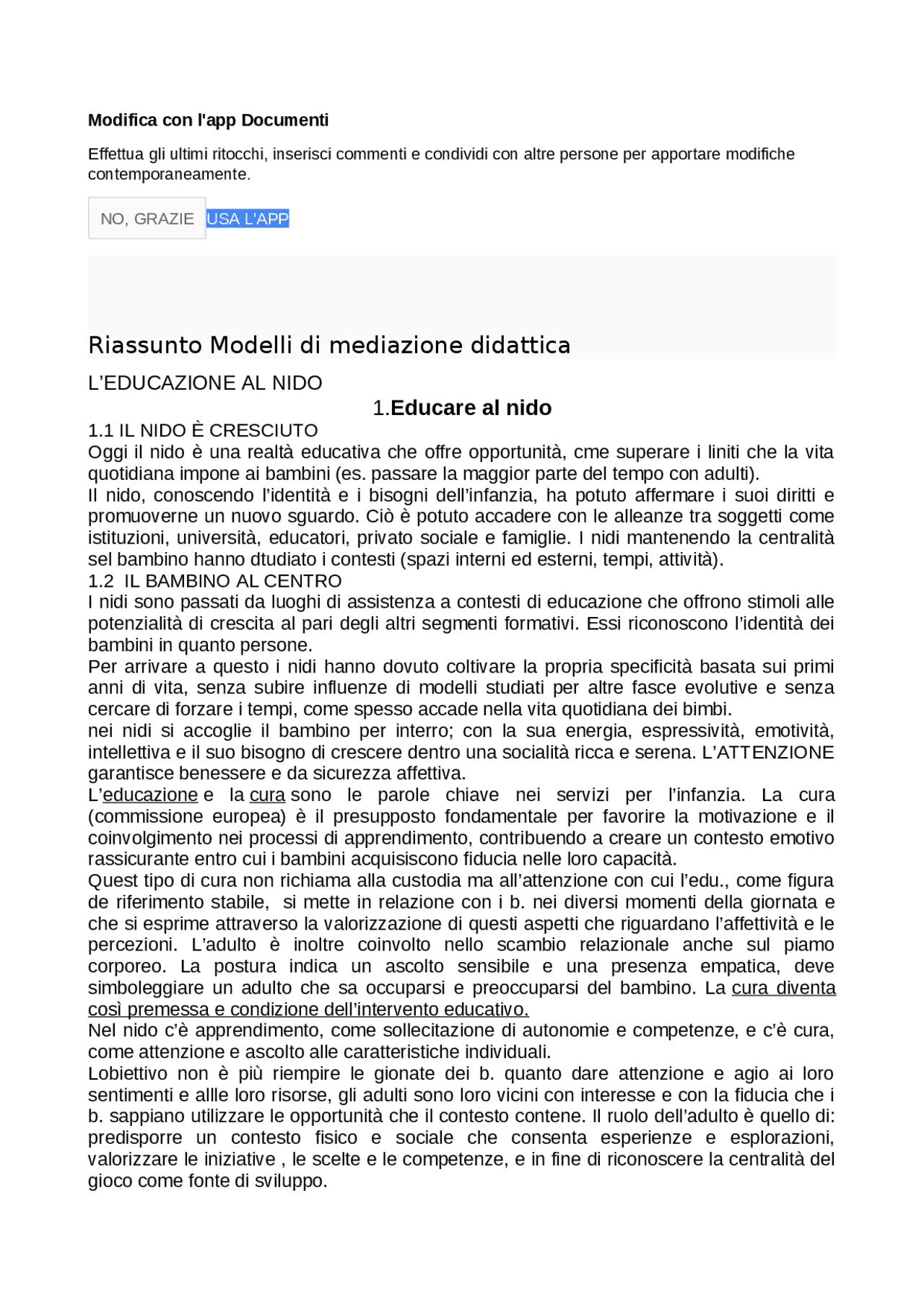 Leducazione Al Nido Docsity