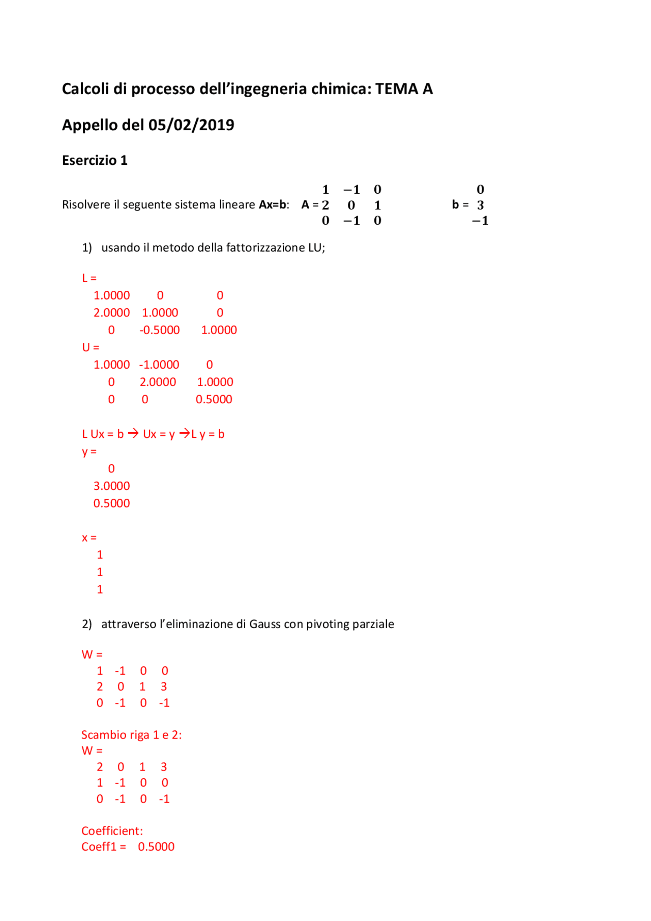 Tema Desame Calcolo Numerico Docsity