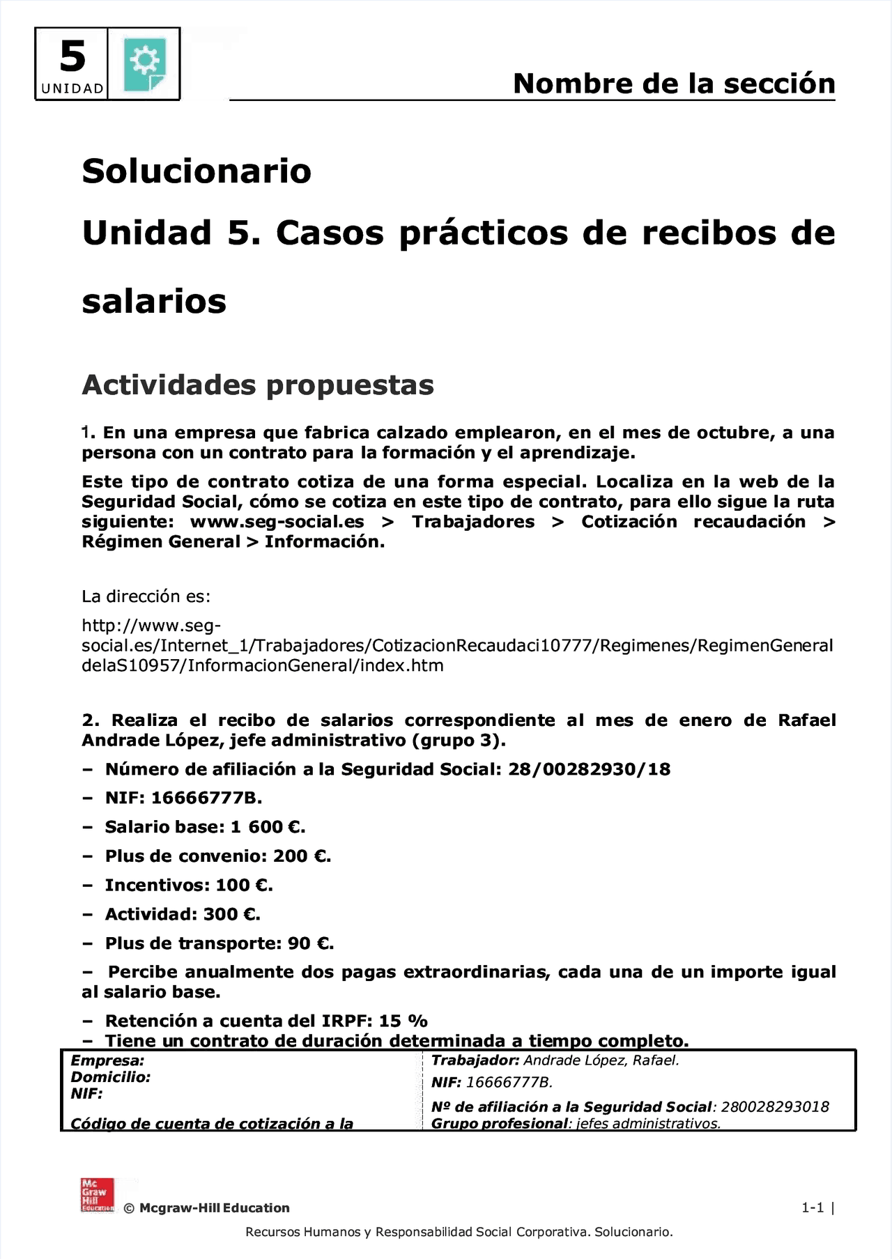 Rr Hh Unidad 5 Casos Practicos Ejercicios De Gestión De Recursos
