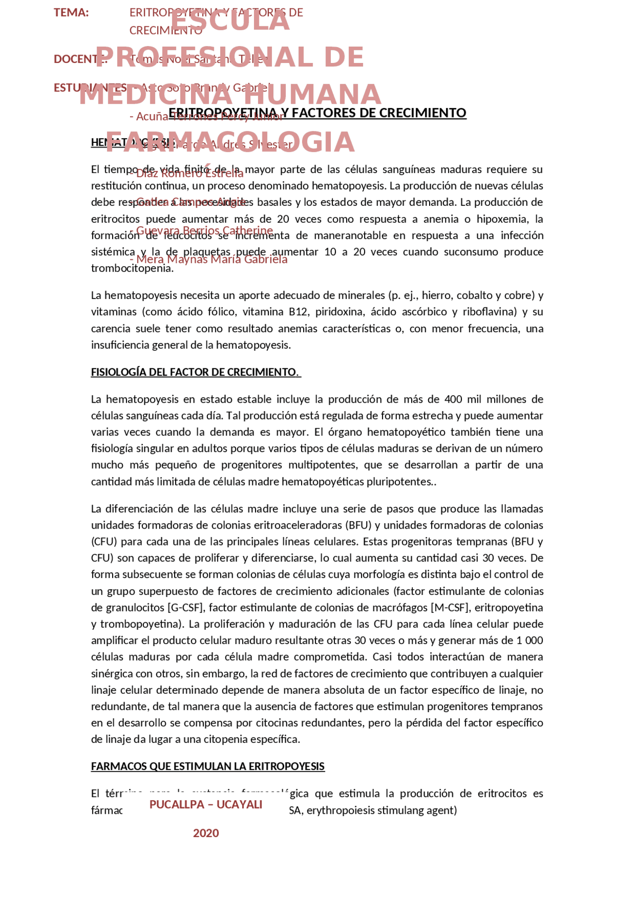 Farmacología De La Sangre Docsity