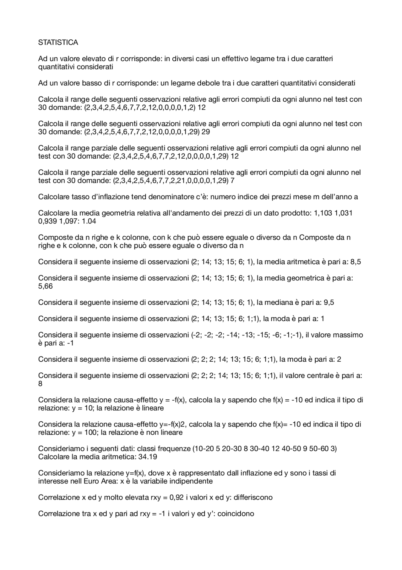 Domande tipo (statistica) - Docsity