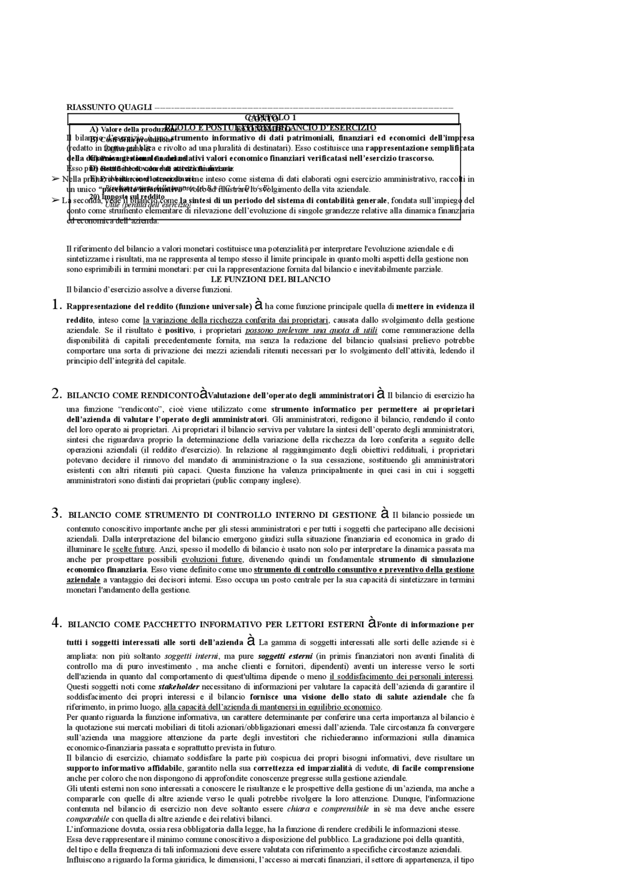 Il Bilancio Desercizio Funzioni Struttura Principi E Postulati