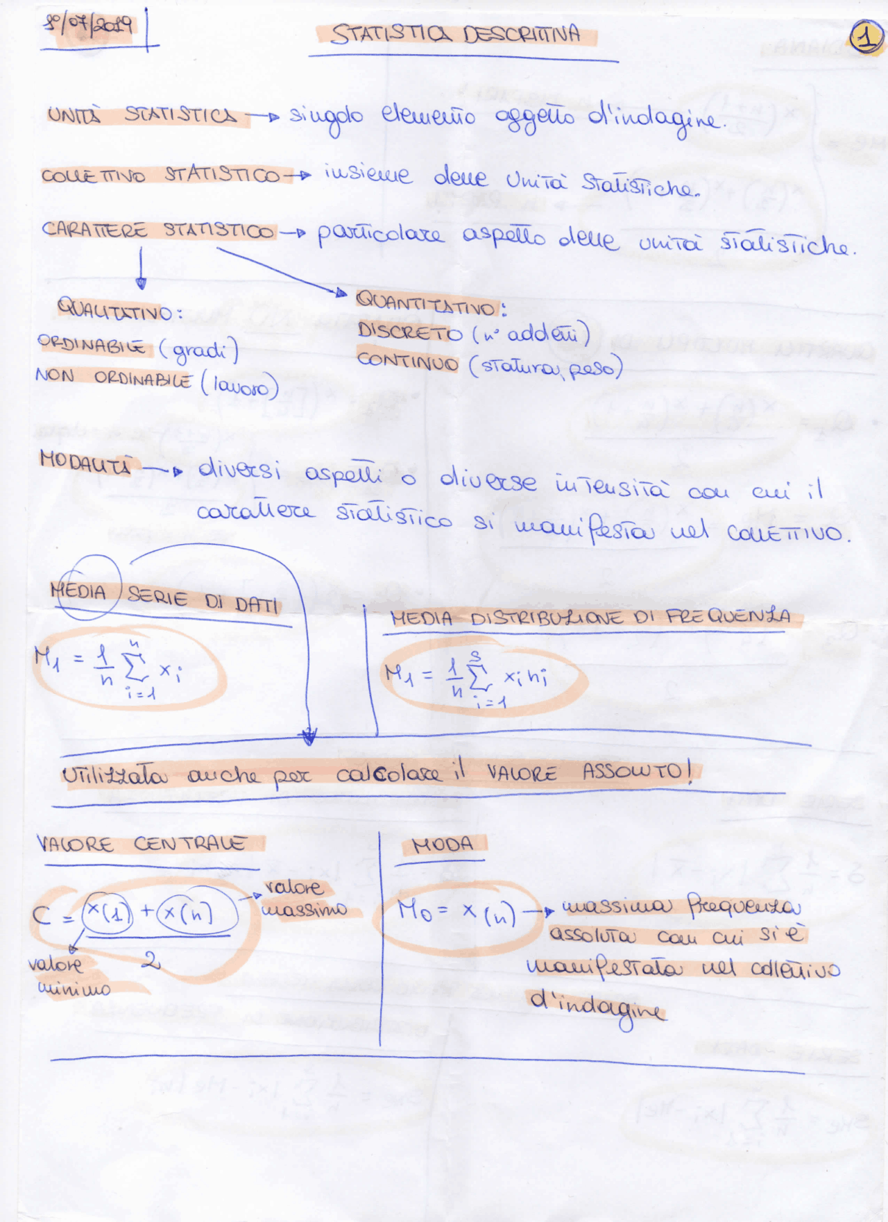 Formule Statistica Descrittiva Docsity