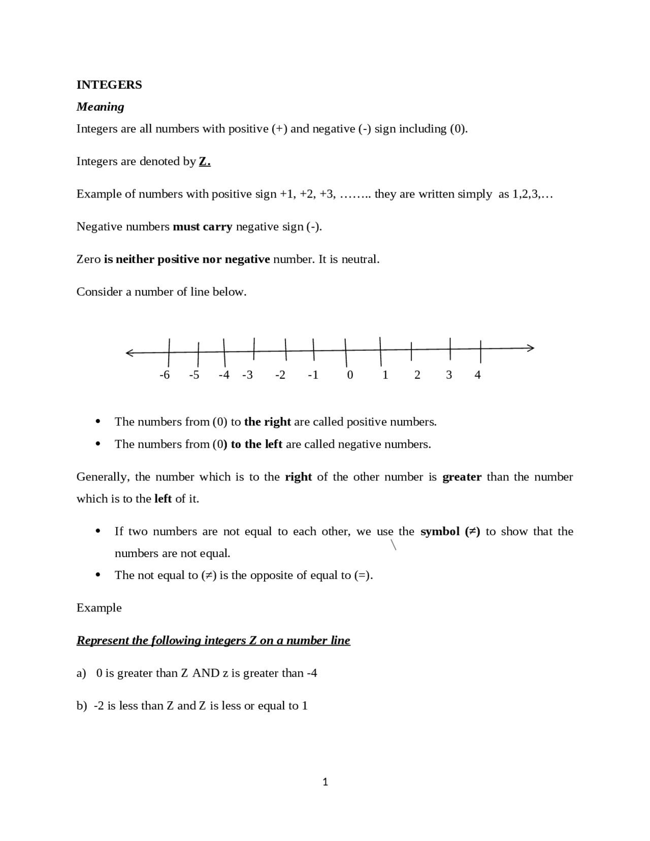 Understanding Integers: Meaning, Number Line Representation, and Operations | Assignments ...