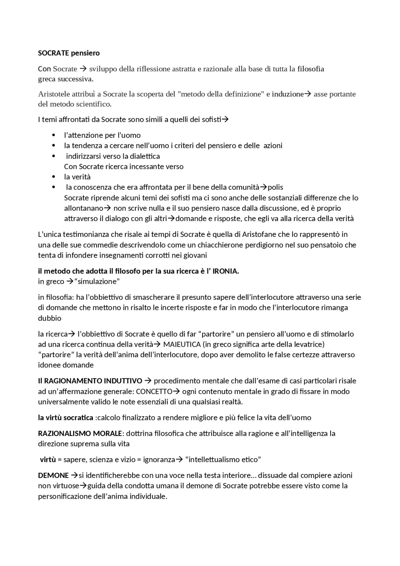 Socrate Filosofia Schema Docsity