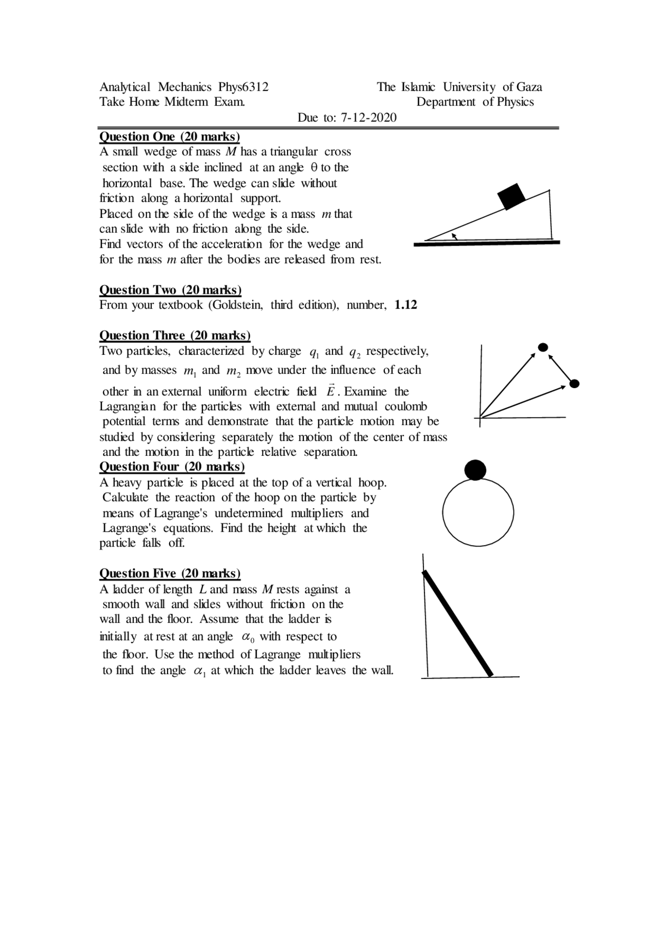 Mid Exam In Analytical Physics Docsity