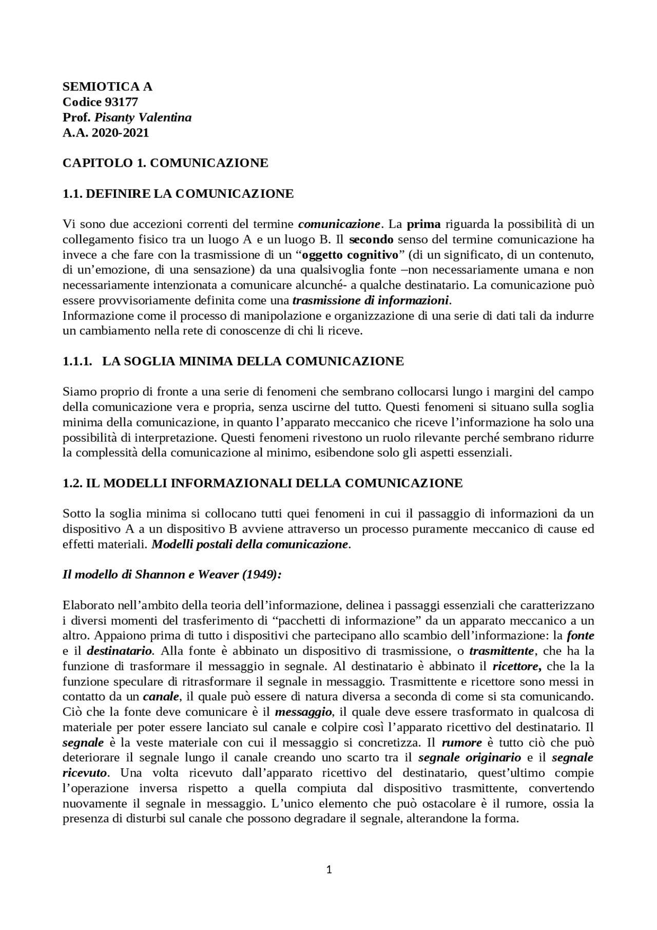 Riassunto Di Semiotica A Docsity