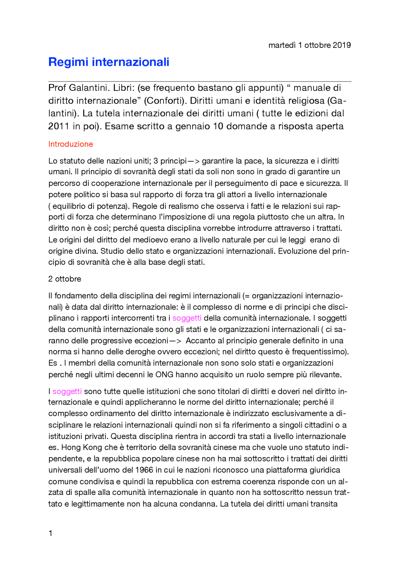 Appunti Regimi Internazionali Docsity