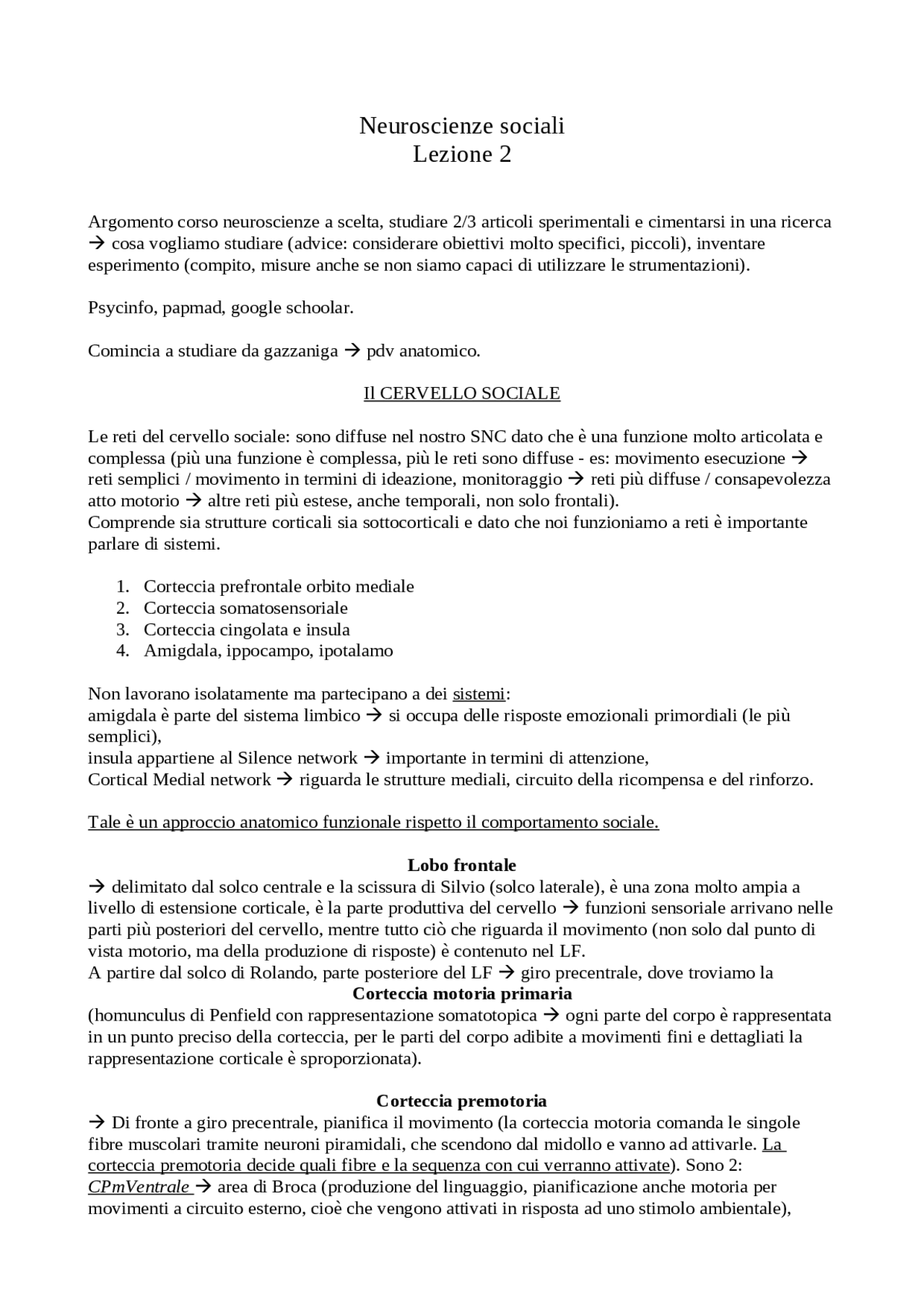Lezione 2 Neuroscienze Sociali Docsity