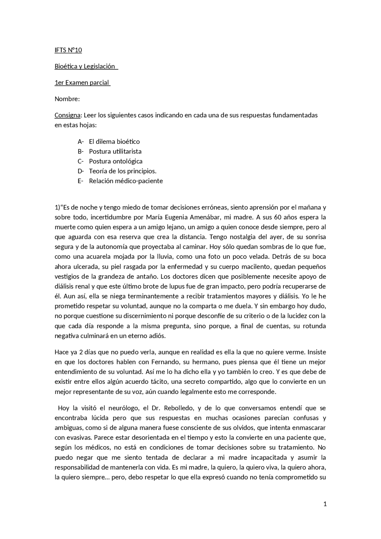 Bioetica Primer Parcial Docsity