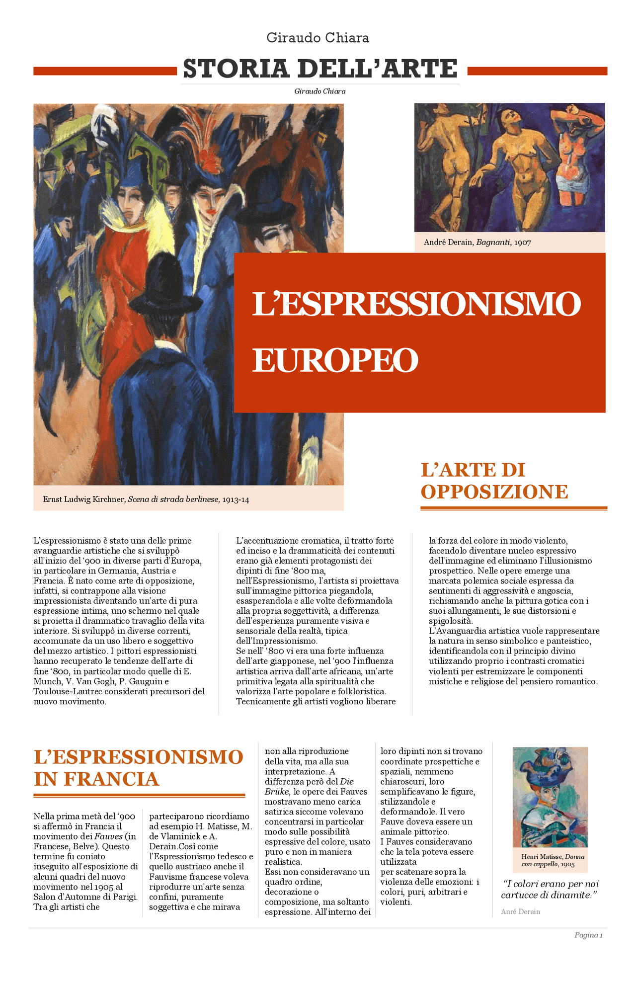 ESPRESSIONISMO EUROPEO- Storia dell’arte - Docsity