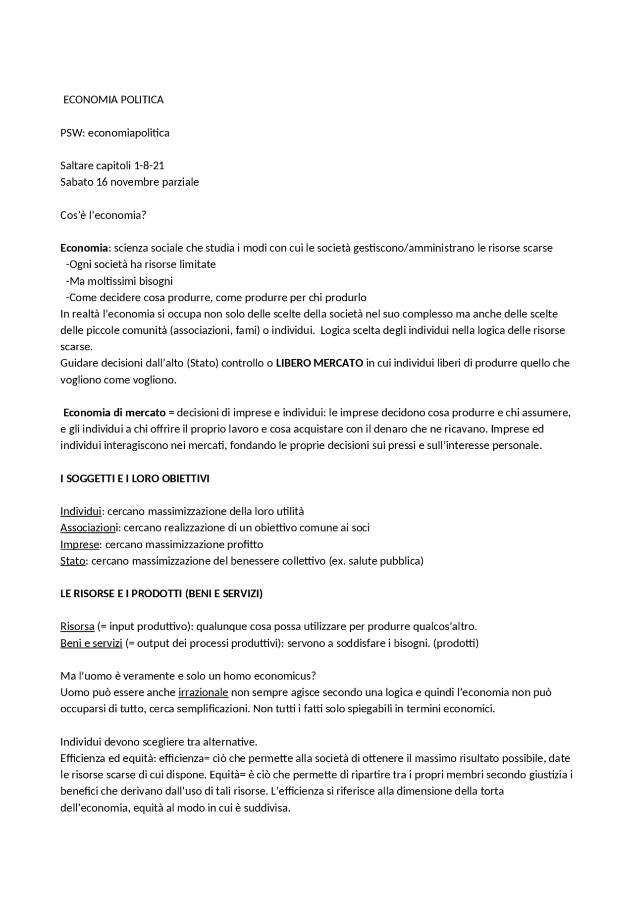 Appunti Macroeconomia E Microeconomia Docsity