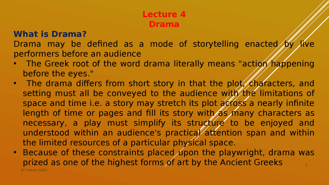 What Is Drama Lectures Docsity